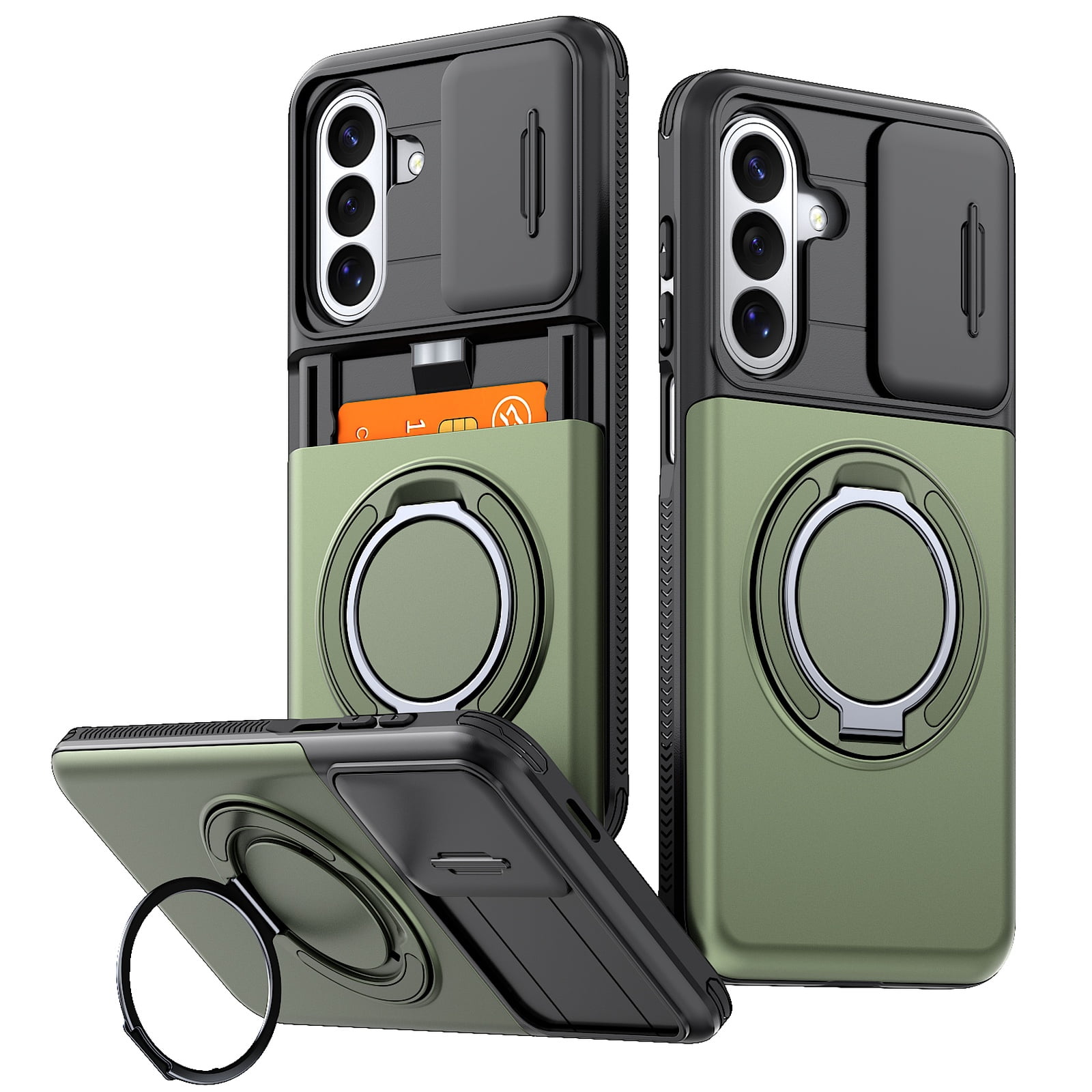 Dteck Rugged Phone Case with Card Holder Camera Cover and Ring ...