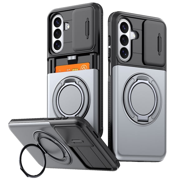 Dteck Rugged Phone Case with Card Holder Camera Cover and Ring ...