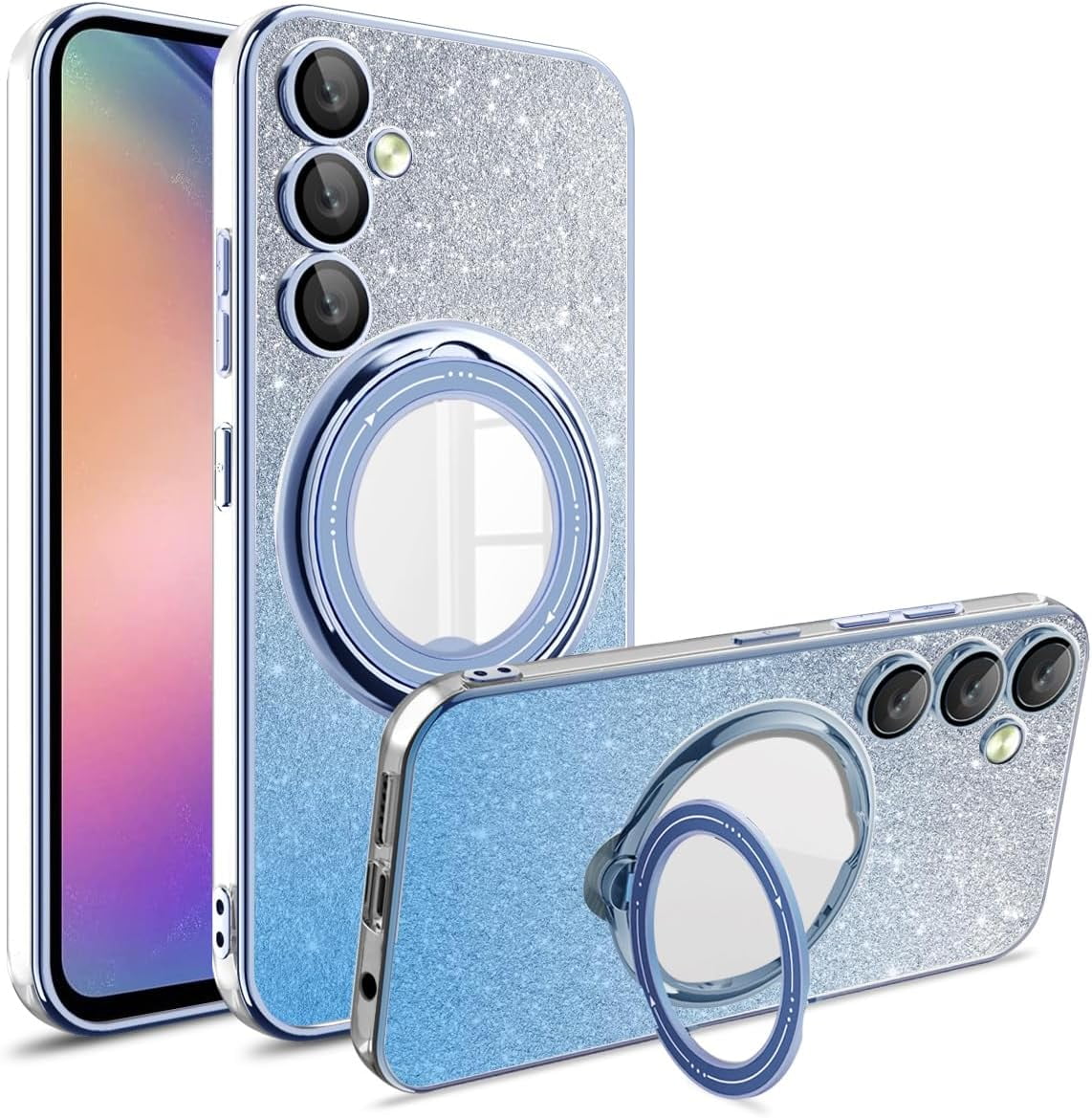 Dteck for Samsung Galaxy A13 5G Ring Stand Cover, Shockproof Glitter ...