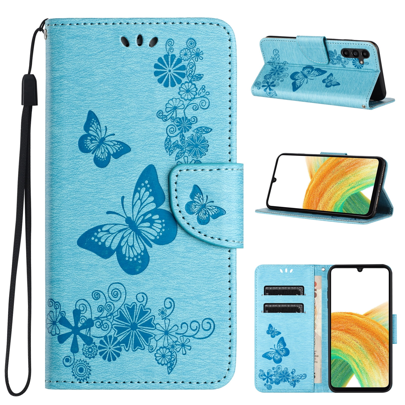 Dteck for Samsung Galaxy A15 5G, Embossed Butterfly PU Leather Folio ...