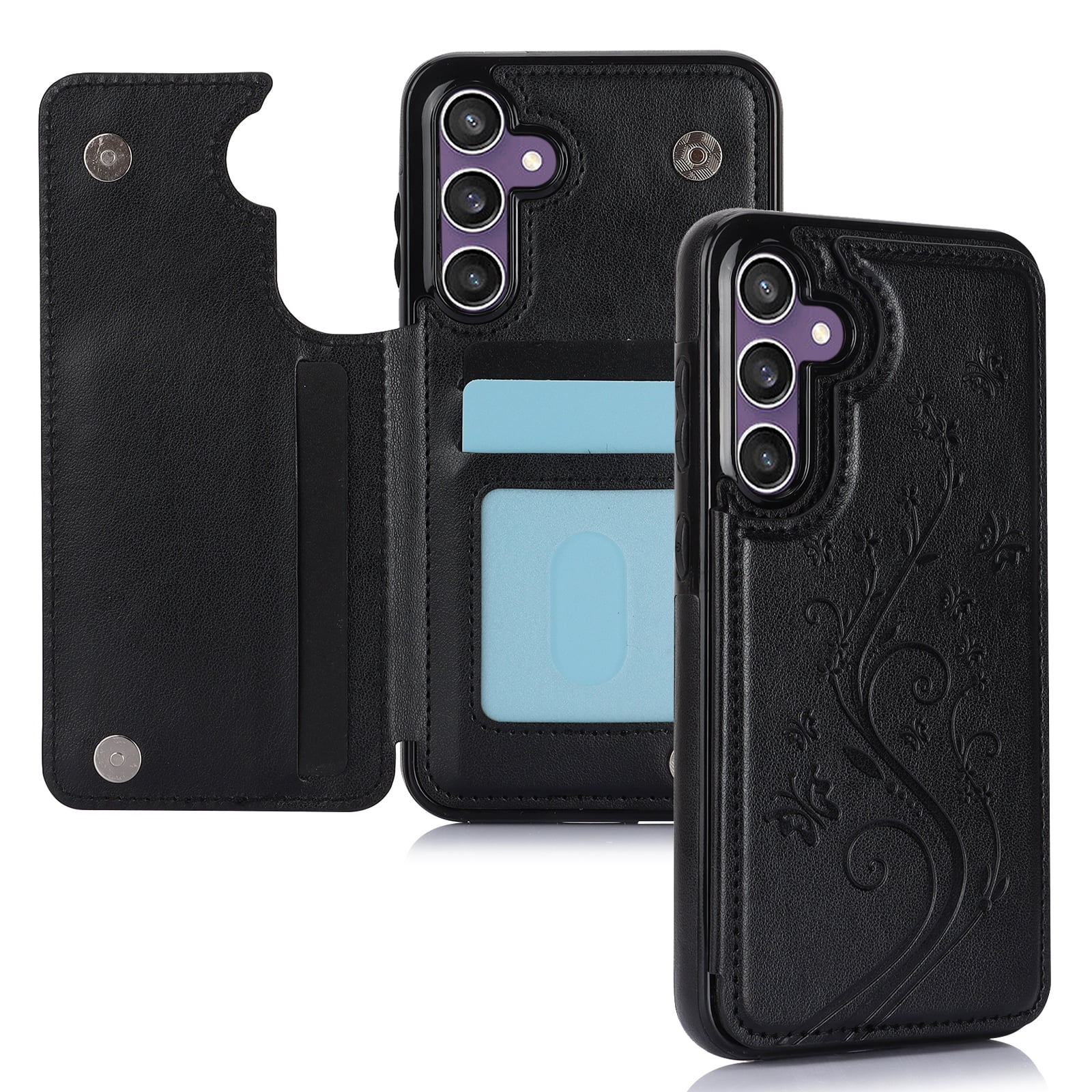 Dteck for Samsung Galaxy A35 Case with Card Holder,Flower Magnetic Back ...