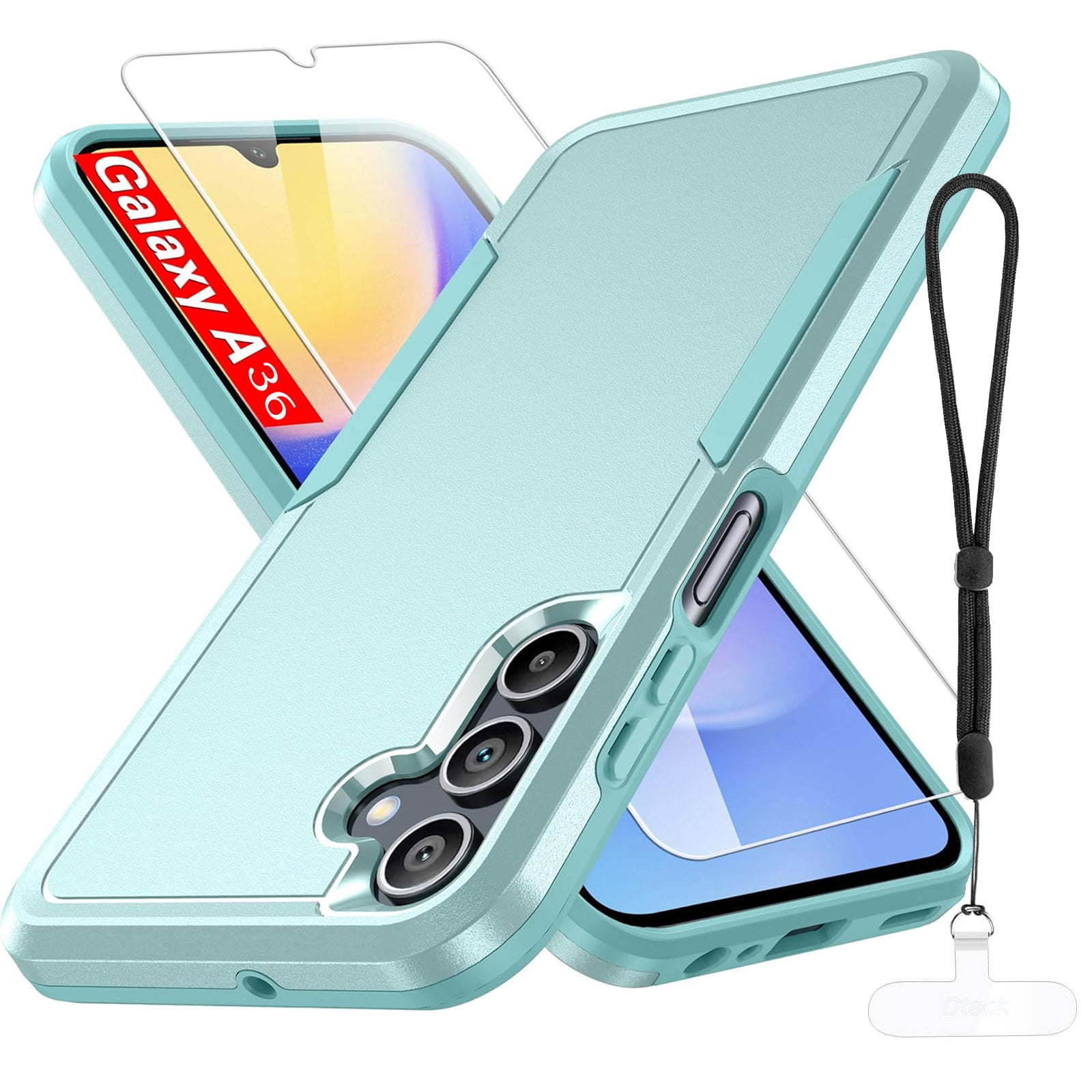 Dteck for Samsung Galaxy A36 5G Case with HD Screen Protector + Wrist ...
