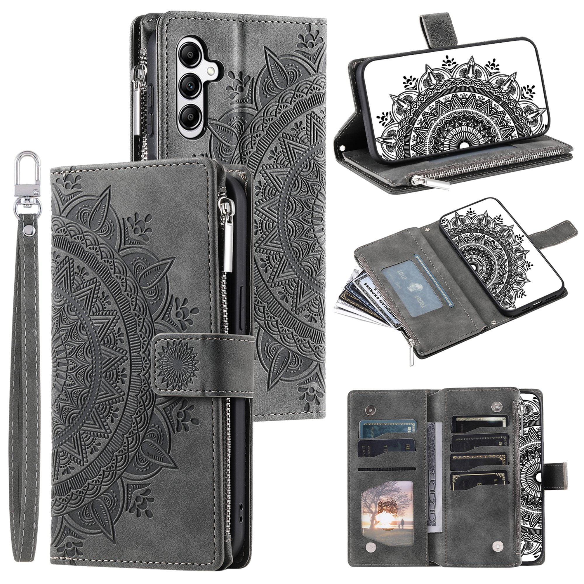 Dteck Samsung Galaxy S20 FE (Fan Edition) Case, Folio Case Embossed PU Leather Zipper Pocket ...