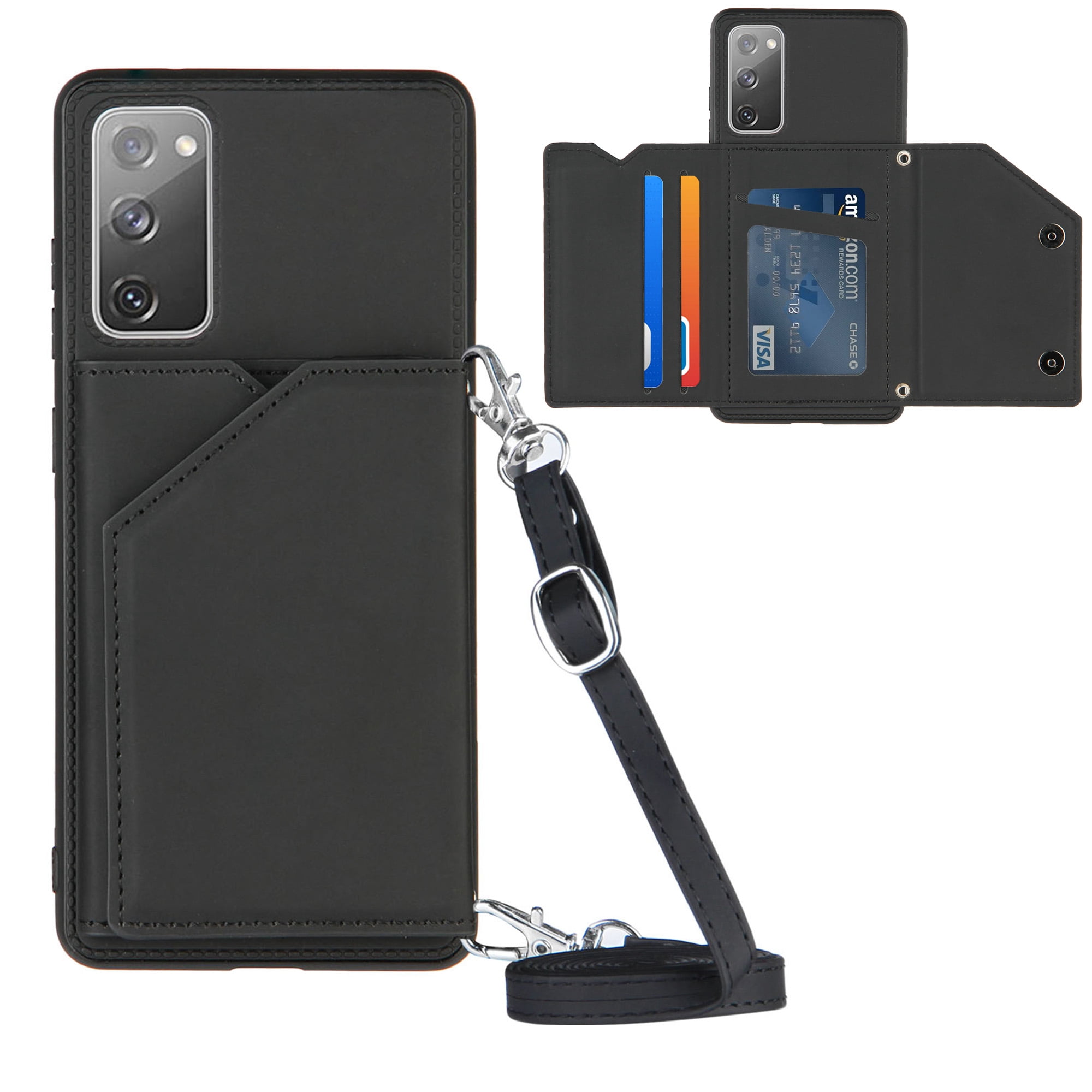 Dteck Samsung Galaxy S20 FE Wallet Case with Shoulder Strap, Slim PU ...