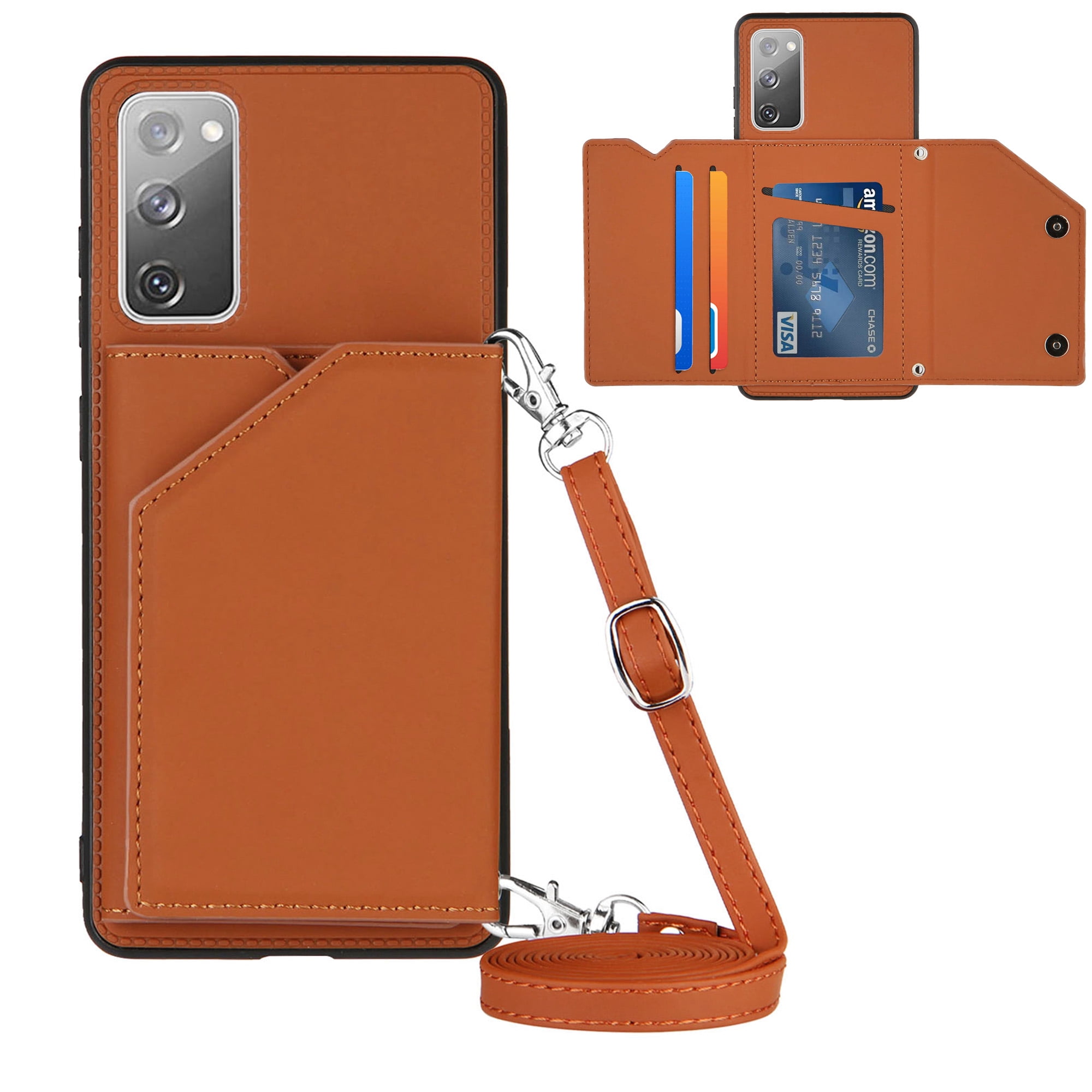 Dteck Samsung Galaxy S20 FE Wallet Case with Shoulder Strap, Slim PU Leather Leather Flip ...