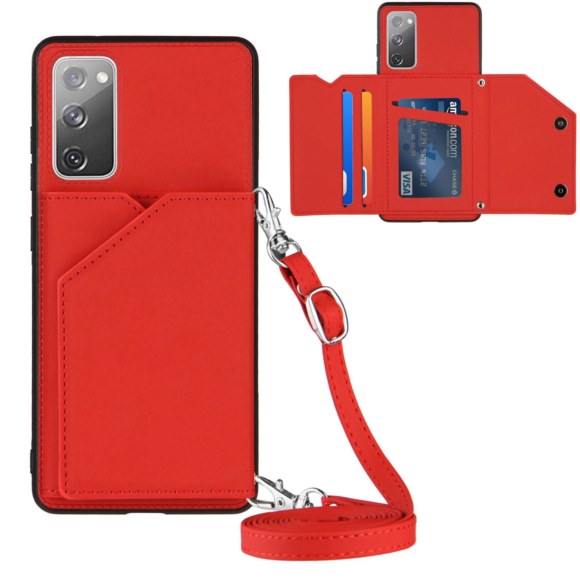 Dteck Samsung Galaxy S20 FE Wallet Case with Shoulder Strap, Slim PU Leather Leather Flip ...