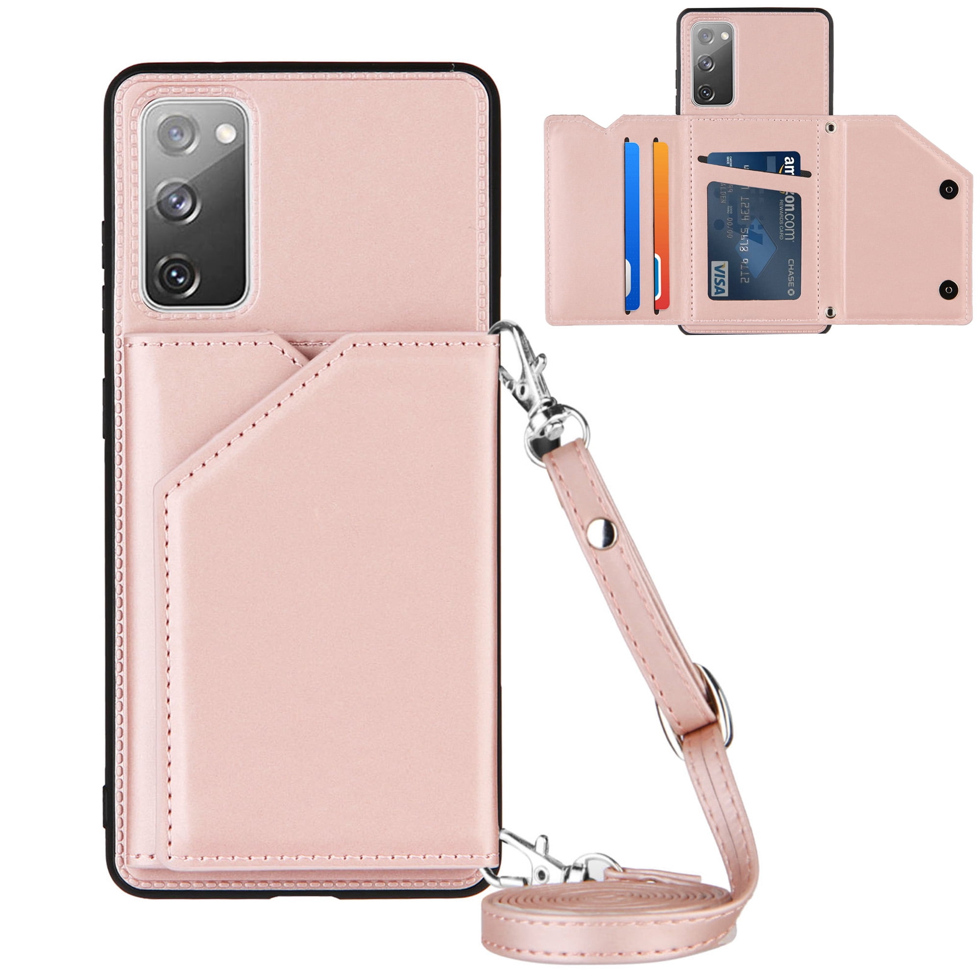 Dteck Samsung Galaxy S20 FE Wallet Case with Shoulder Strap, Slim PU Leather Leather Flip ...