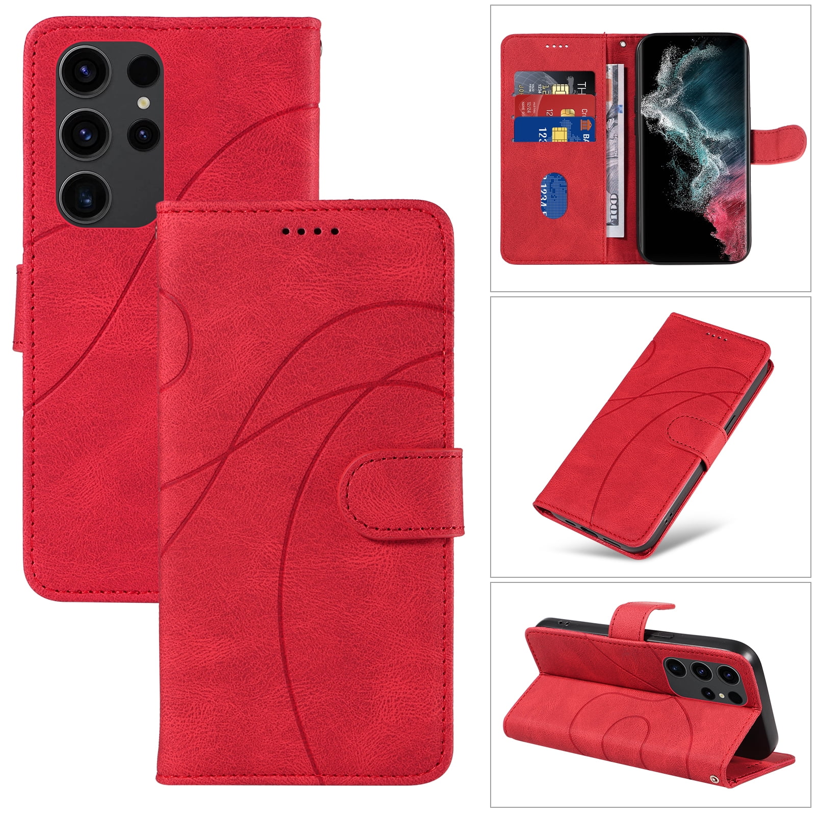 Dteck for Samsung Galaxy S22 Ultra Wallet Case, Premium PU Leather Flip ...