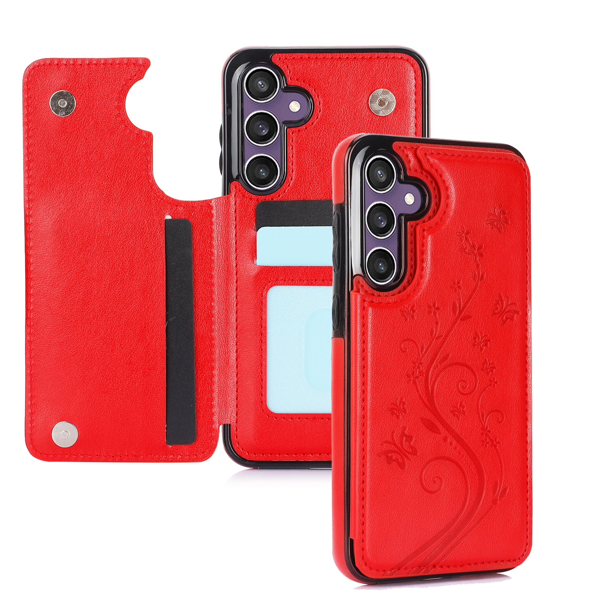 Dteck for Samsung Galaxy S23 FE Case with Card Holder,Flower Magnetic ...
