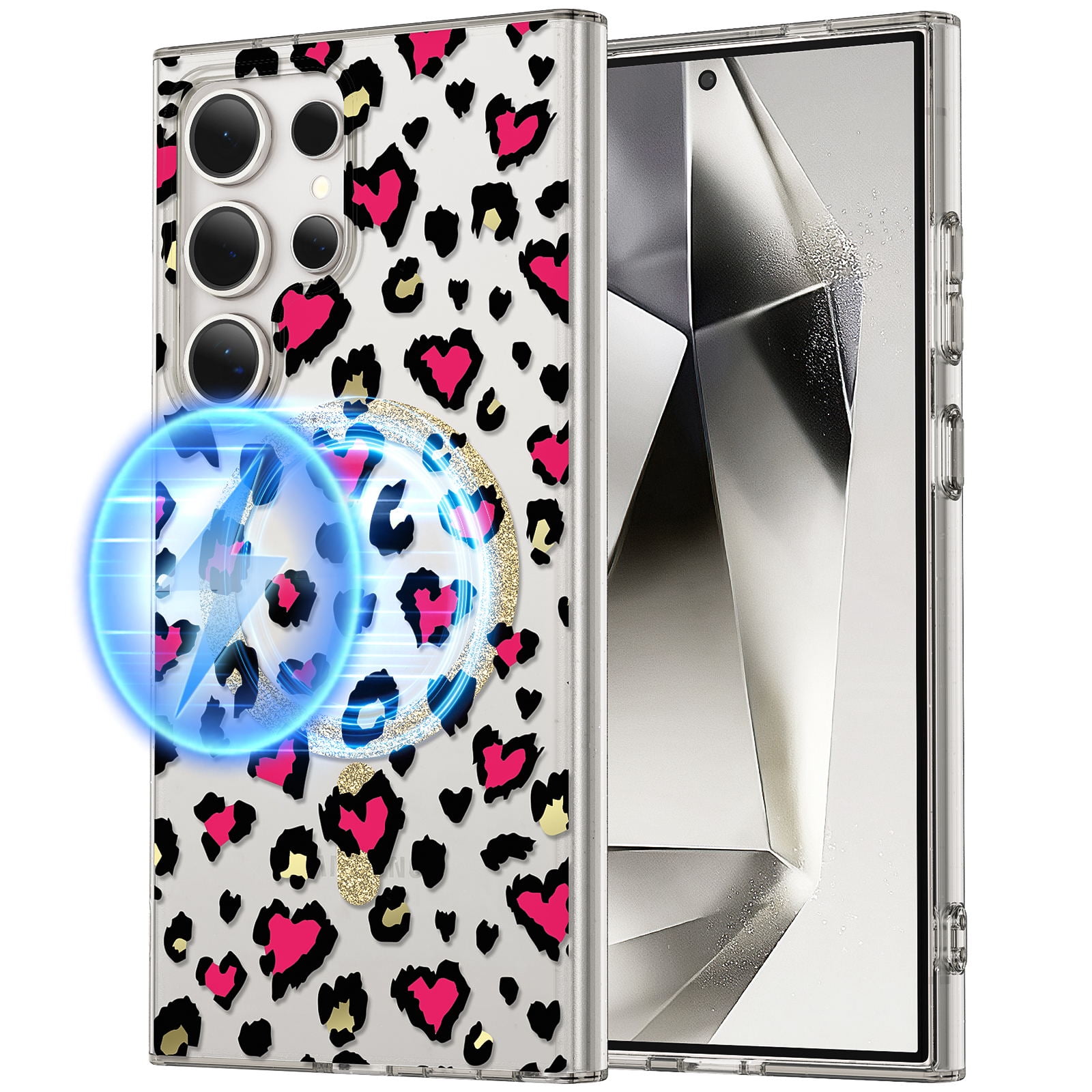 Dteck for Samsung Galaxy S23 FE Case Cute Leopard Pattern Clear for Women Girls, S23 FE Magnetic ...