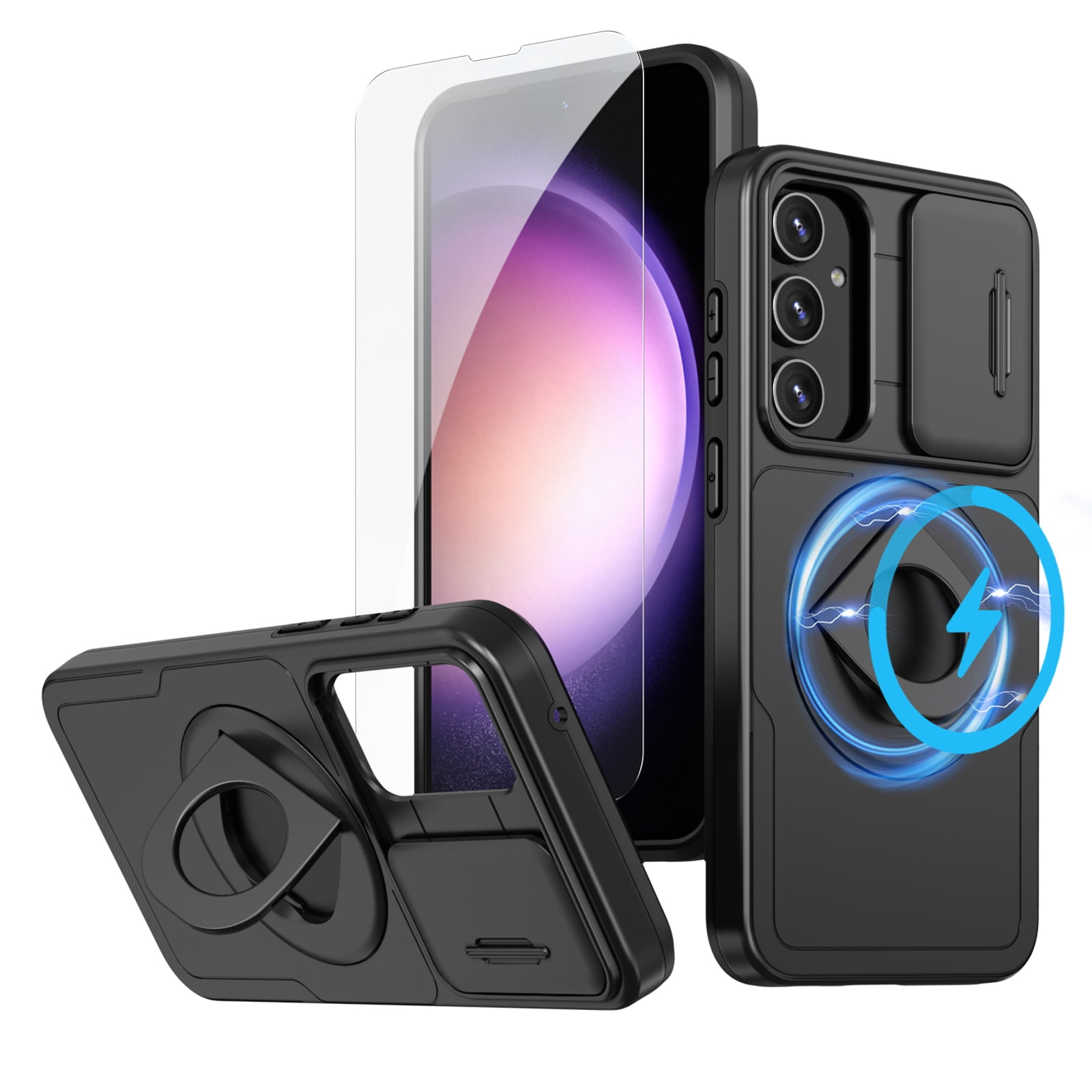 Dteck for Samsung Galaxy S23 FE Case with Screen Protector & Sliding ...