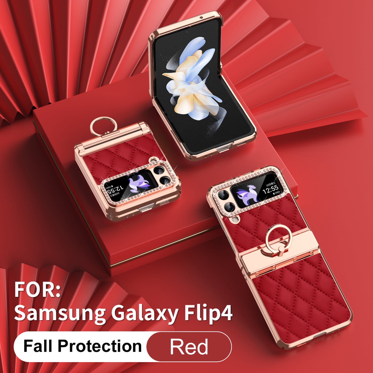 Dteck for Samsung Galaxy Z Flip 3 with Ring Holder,Luxury Leather Phone ...