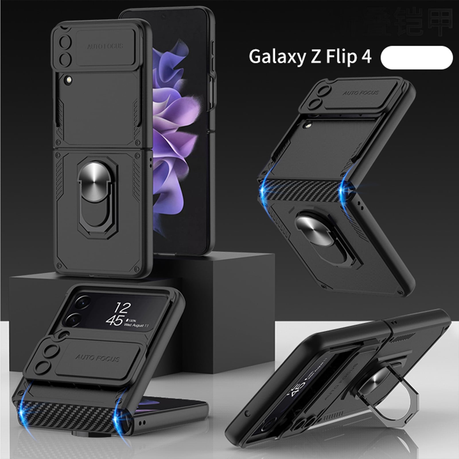 Dteck Samsung Galaxy Z Flip 4 Rugged Case with 360° Rotating Ring Stand ...