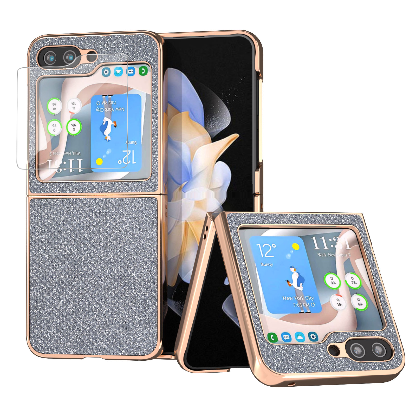 Dteck for Samsung Galaxy Z Flip 5 Case with Small Screen Protector ...