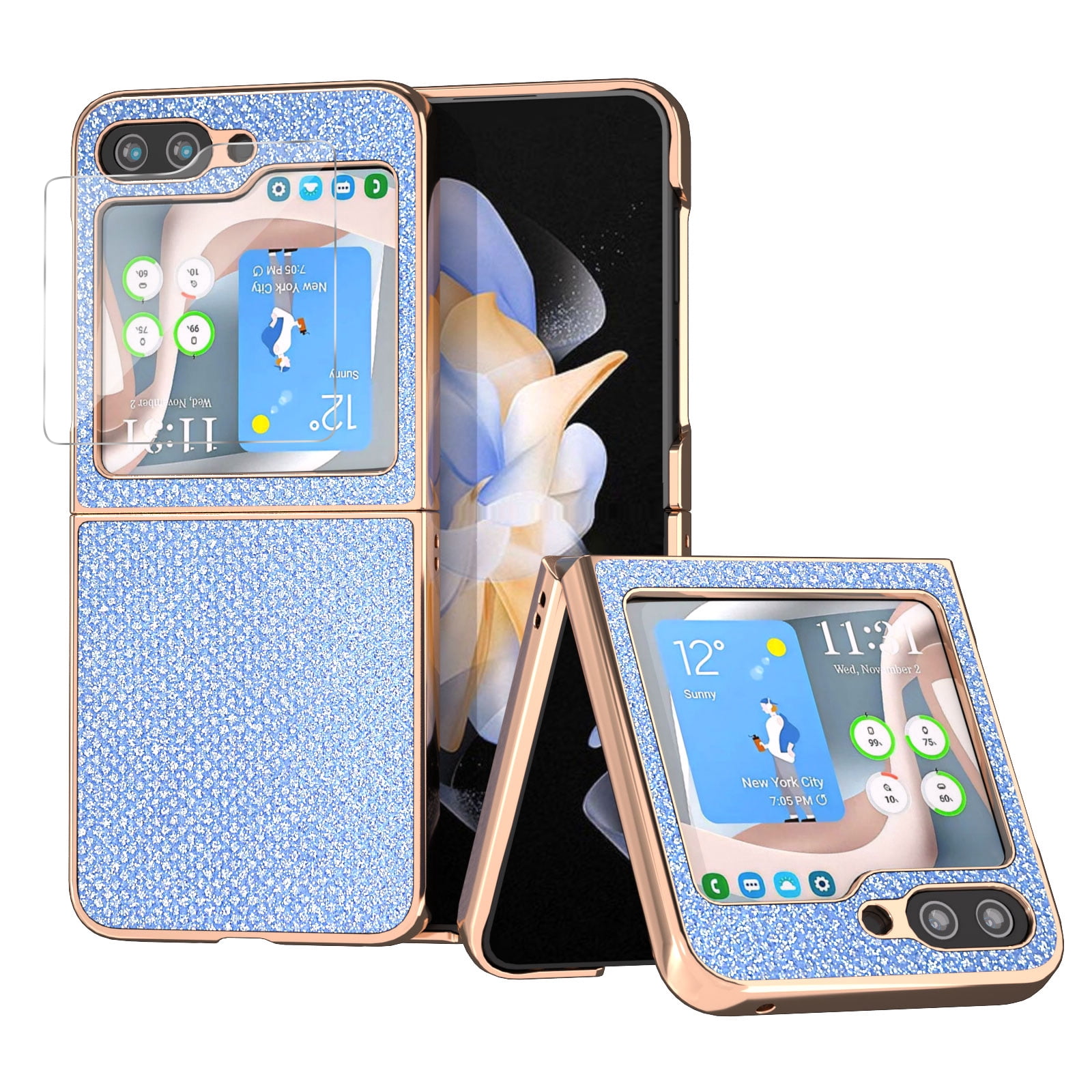 Dteck for Samsung Galaxy Z Flip 5 Case with Small Screen Protector ...