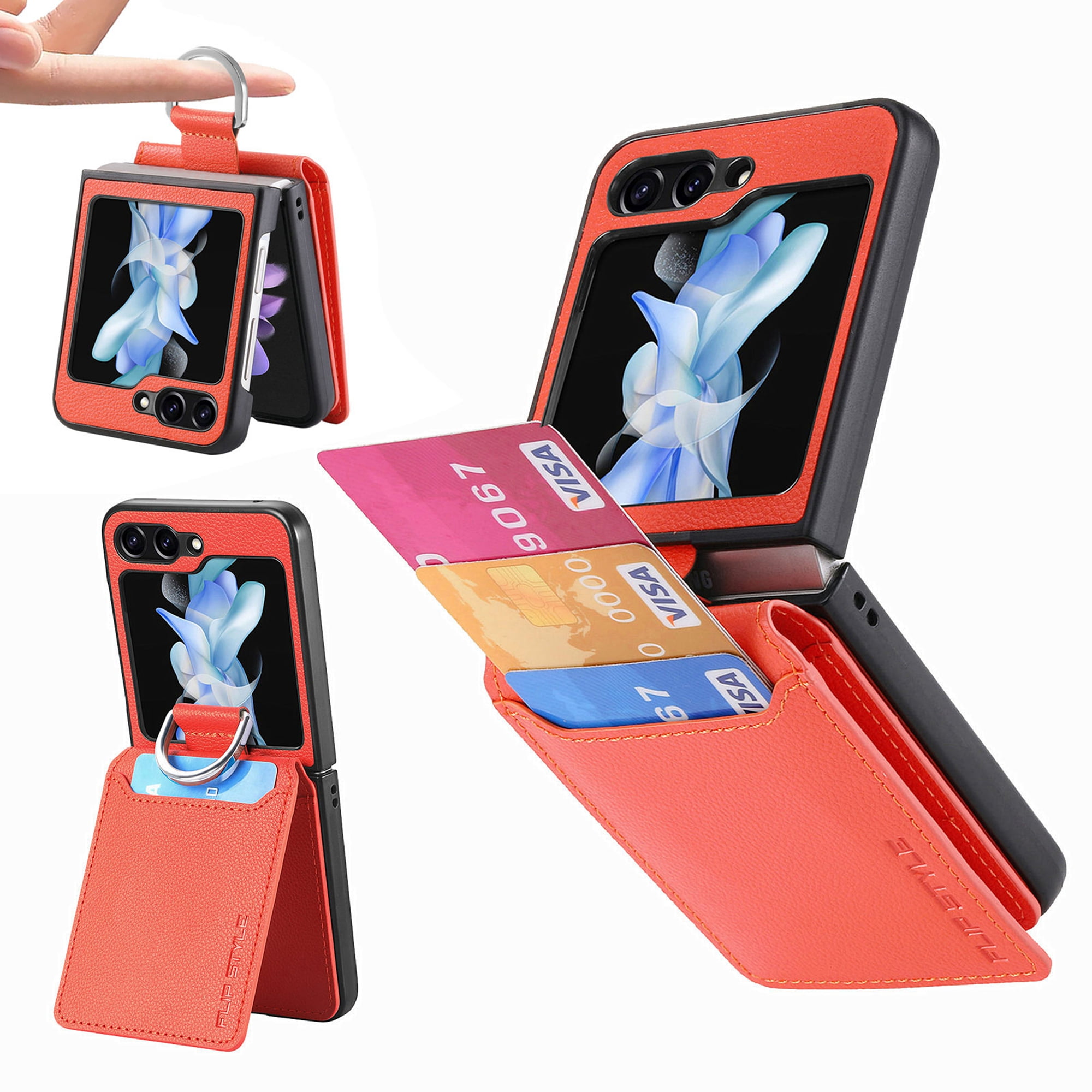 Dteck for Samsung Galaxy Z Flip 5 Case Wallet with Card Slots ...