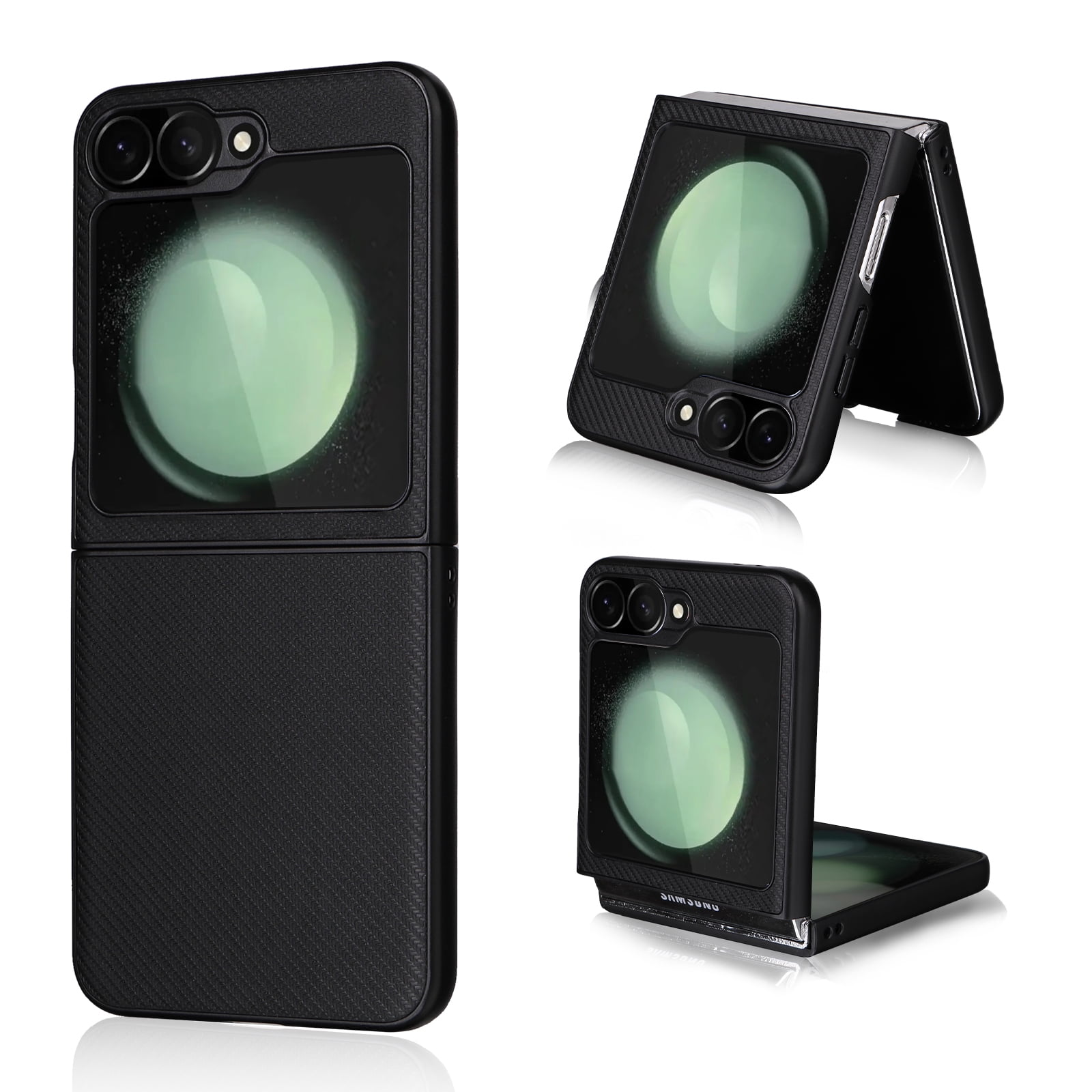 Dteck for Samsung Galaxy Z Flip 6 Case, Carbon Fiber Texture Faxu ...