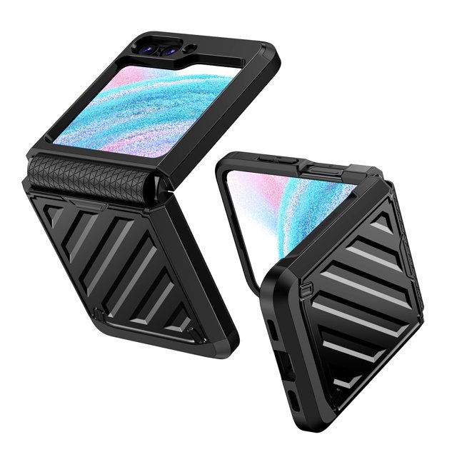 Dteck for Samsung Galaxy Z Flip 6 Case with Hinge Protection, Z Flip 6 Case Silicone PC Hybrid ...