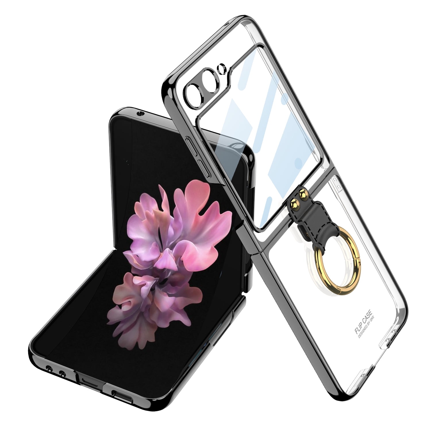 Dteck For Samsung Galaxy Z Flip 6 Case With Ring Stand Electroplating