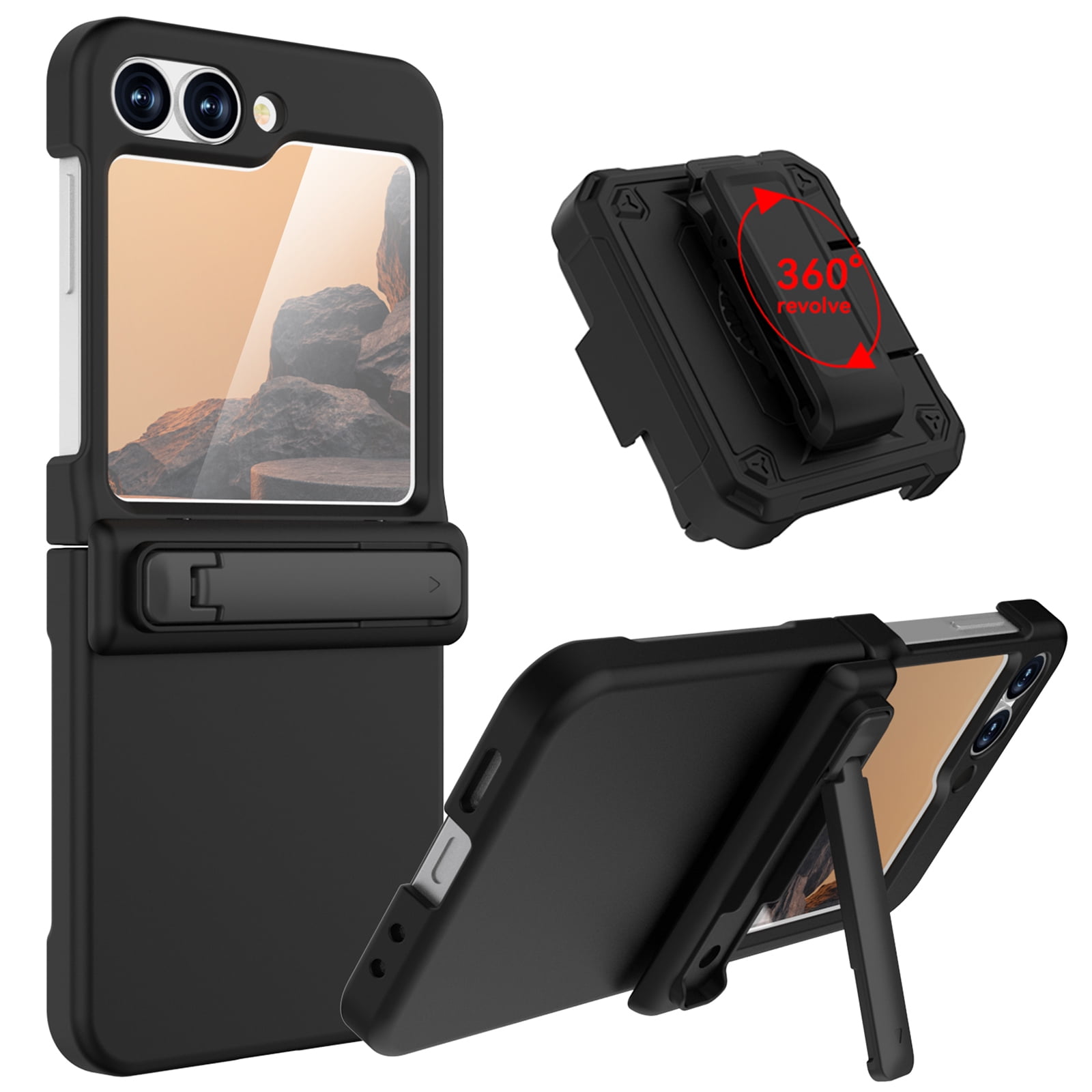 Dteck for Samsung Galaxy Z Flip 6 Case with Stand & Belt-Clip, Hinge ...