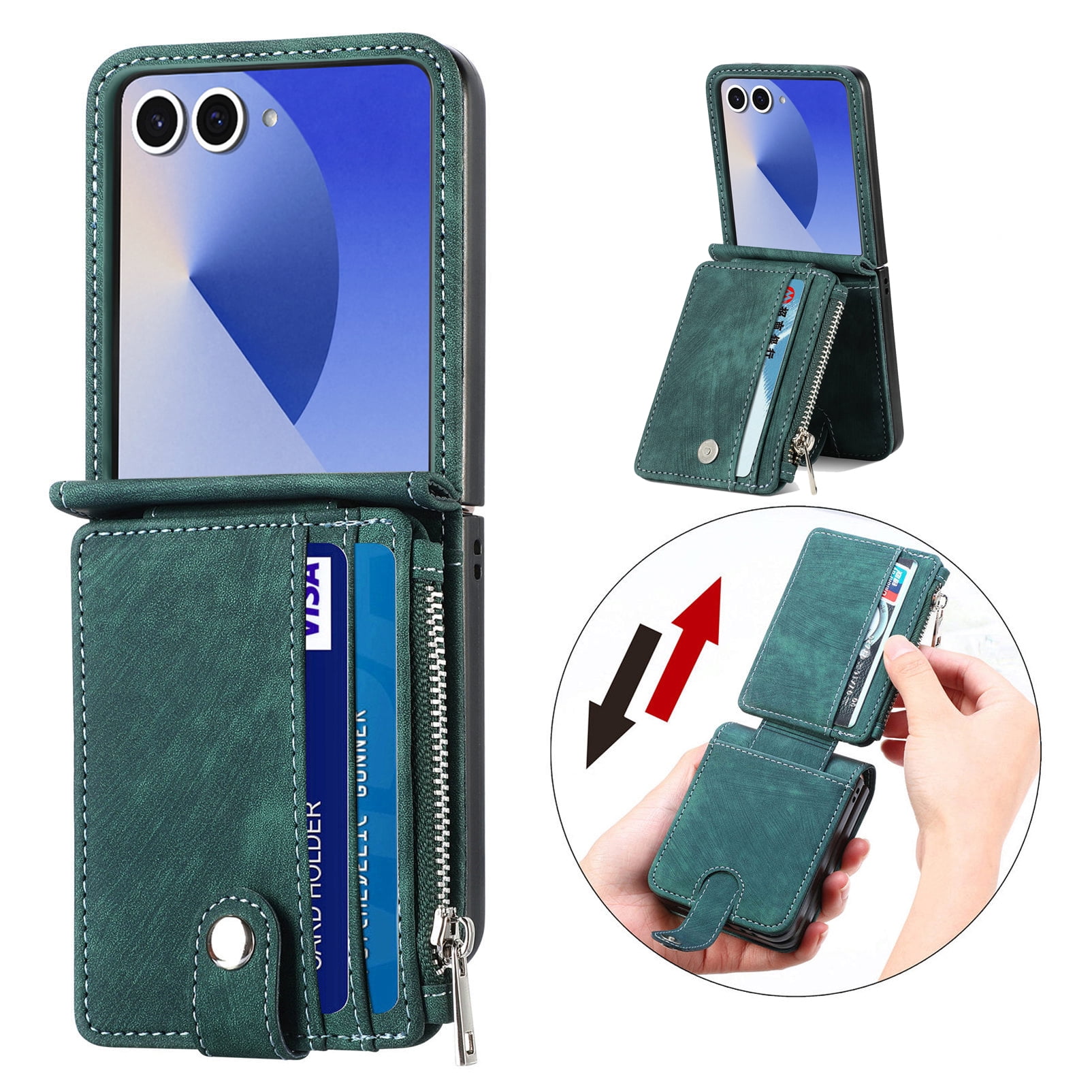 Dteck for Samsung Galaxy Z Flip 7 Case with Detachable Wallet Card ...