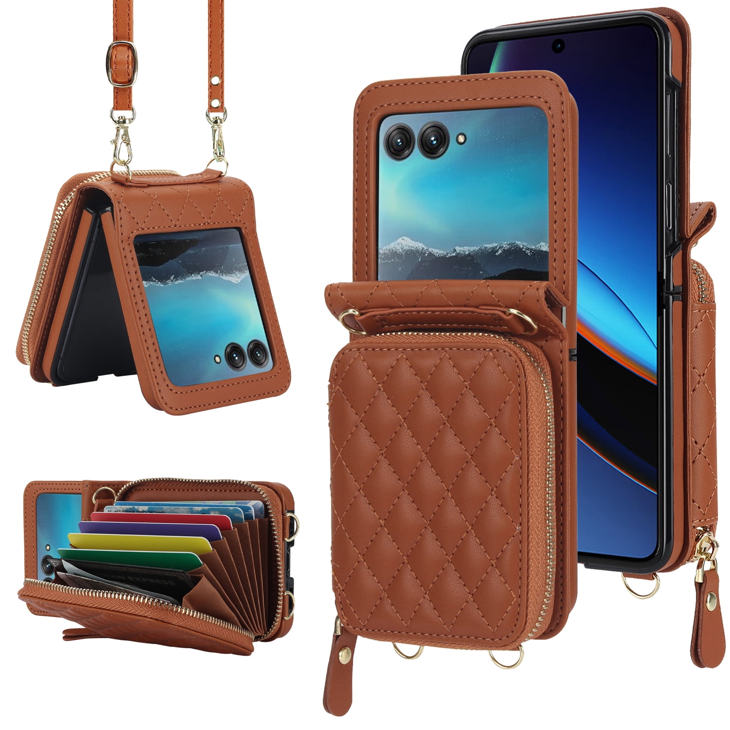 Dteck for Samsung Galaxy Z Flip 7 Case Wallet with Card Holder Zipper ...