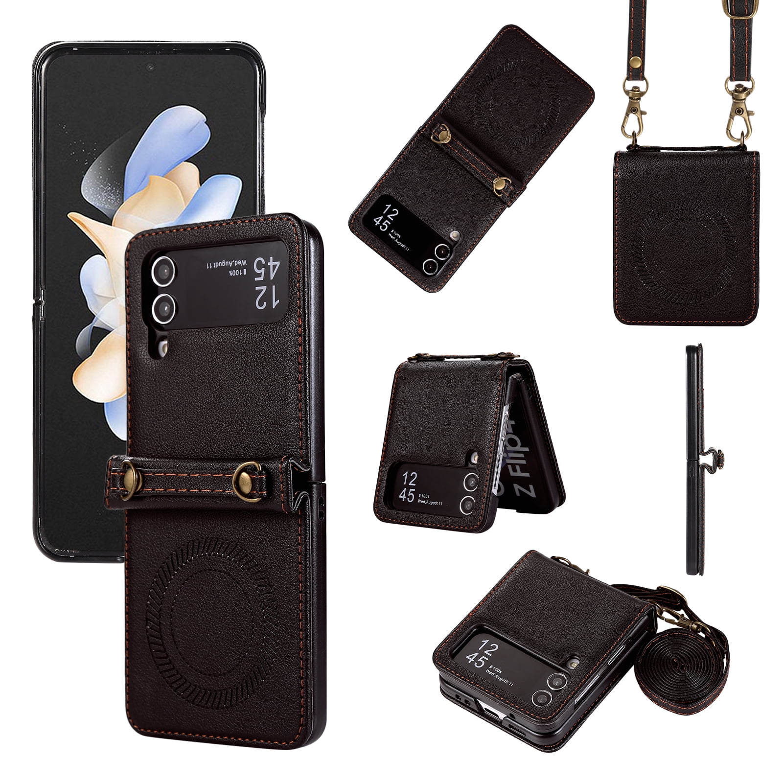 Dteck for Samsung Galaxy Z Flip3 5G Slim Case, Shockproof Luxury PU ...