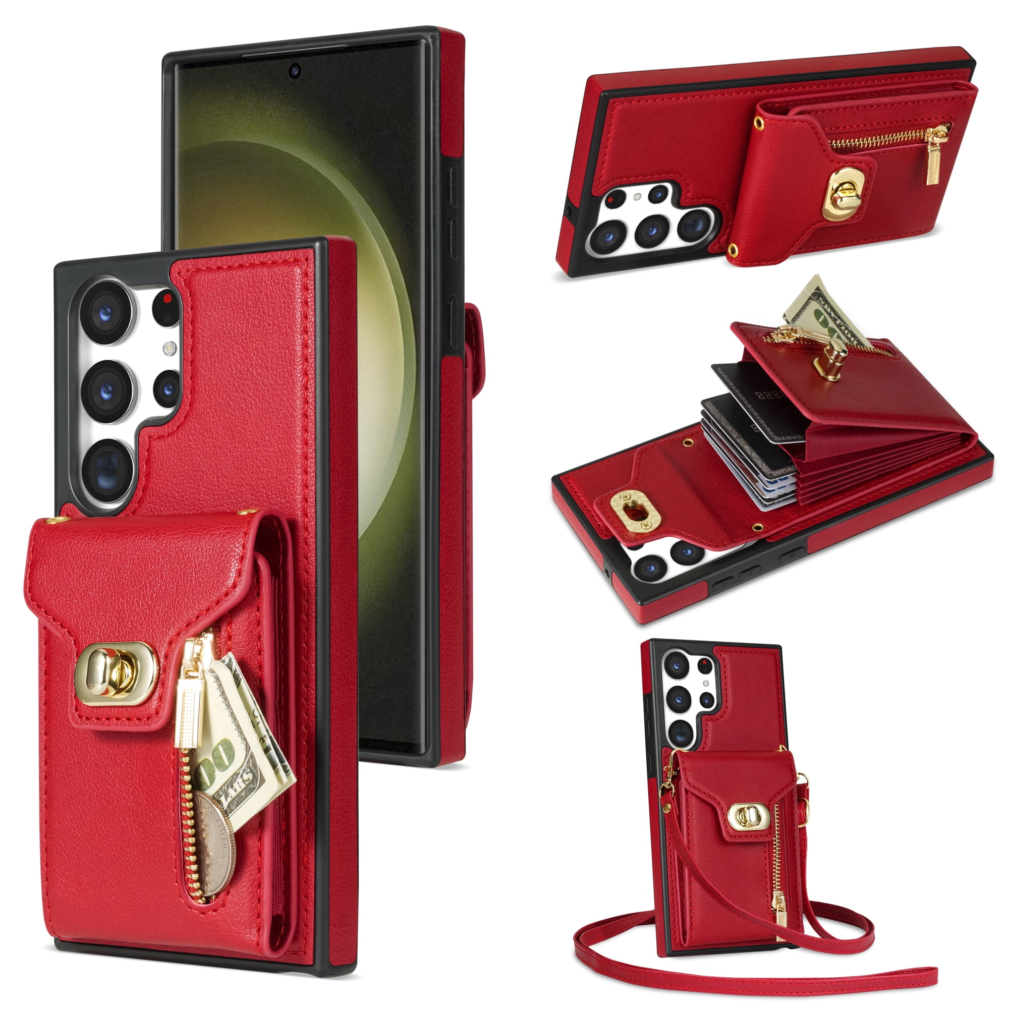 Dteck for Samsung Galaxy Z Flip3 5G Zipper Pocket Case, Flip PU Leather ...