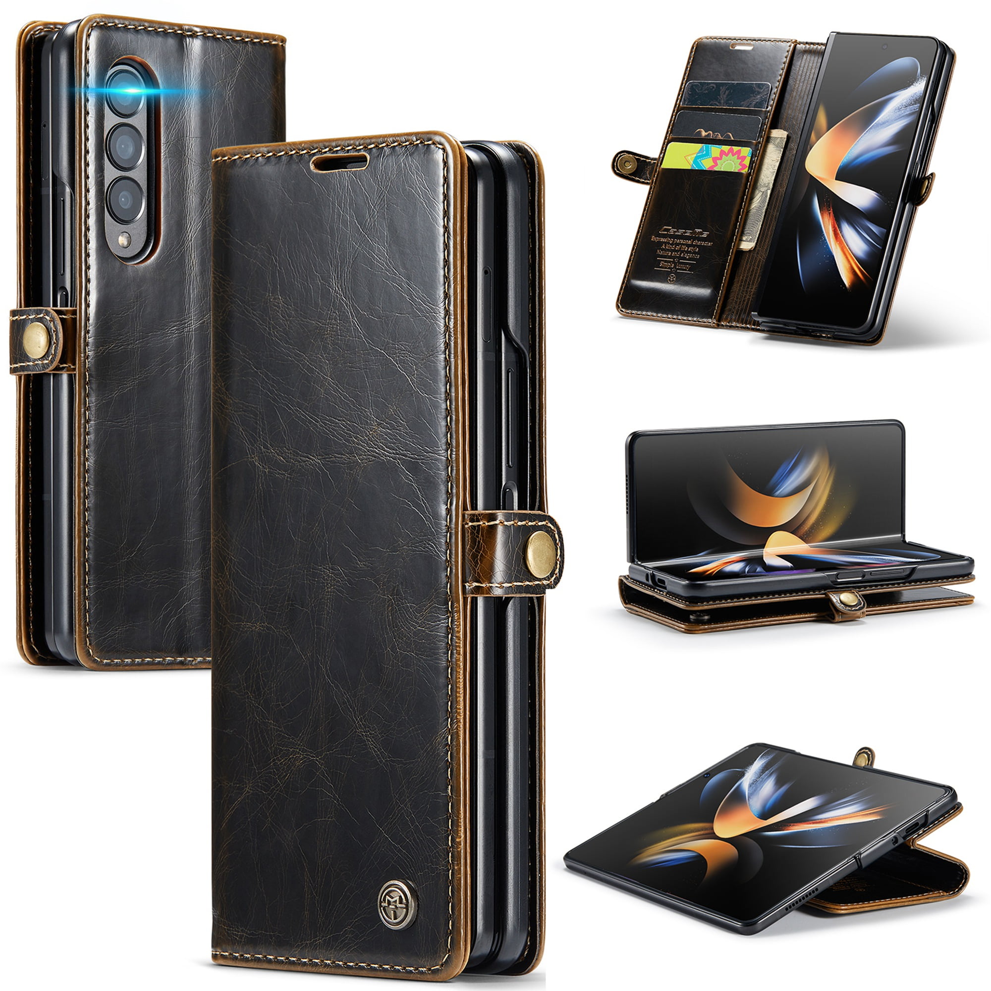 Dteck Galaxy Z Fold 4 Wallet Case, Anti-slip PU Leather, Card Holder ...
