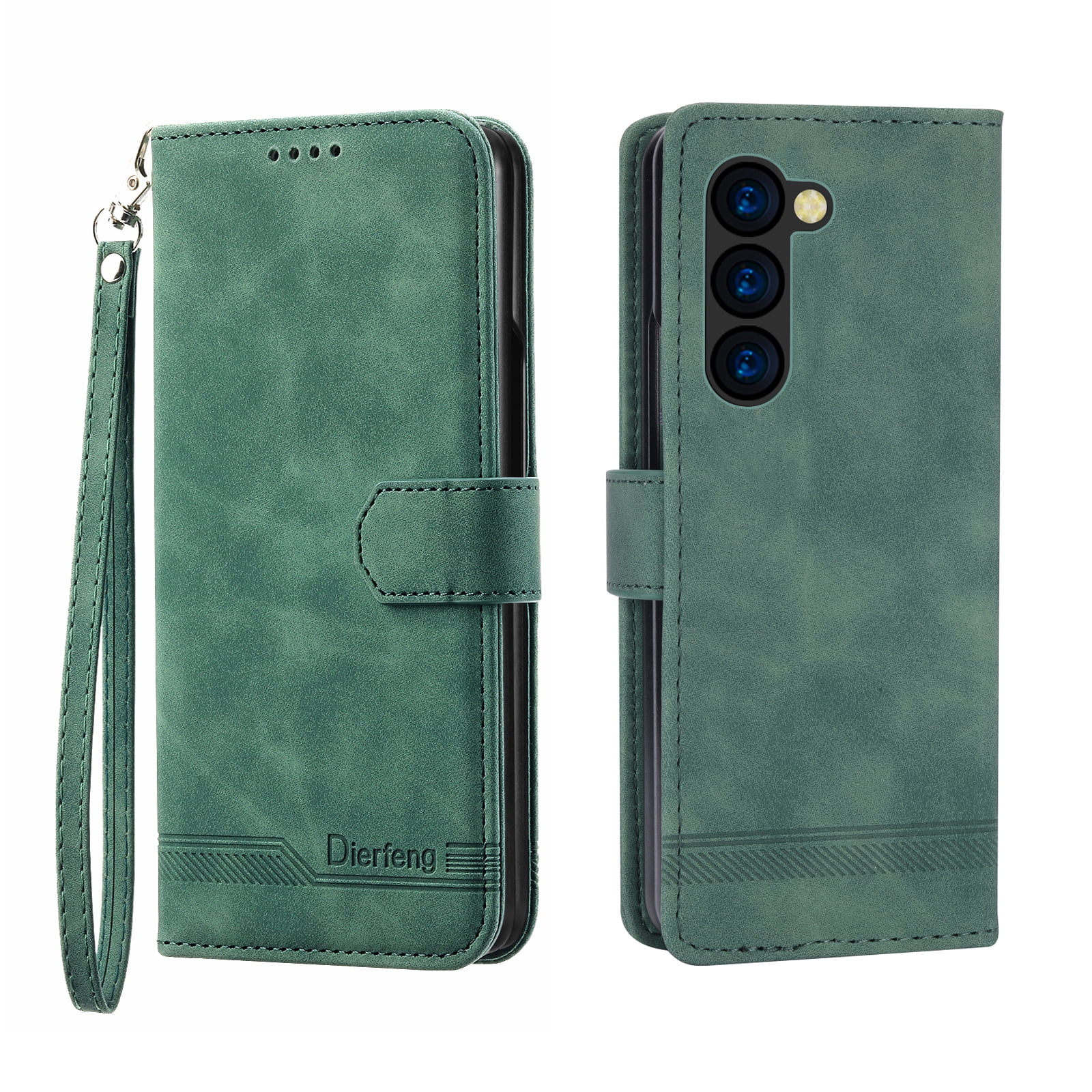 Dteck for Samsung Galaxy Z Fold 5 Case, Card Holder Slots Wrist Strap ...