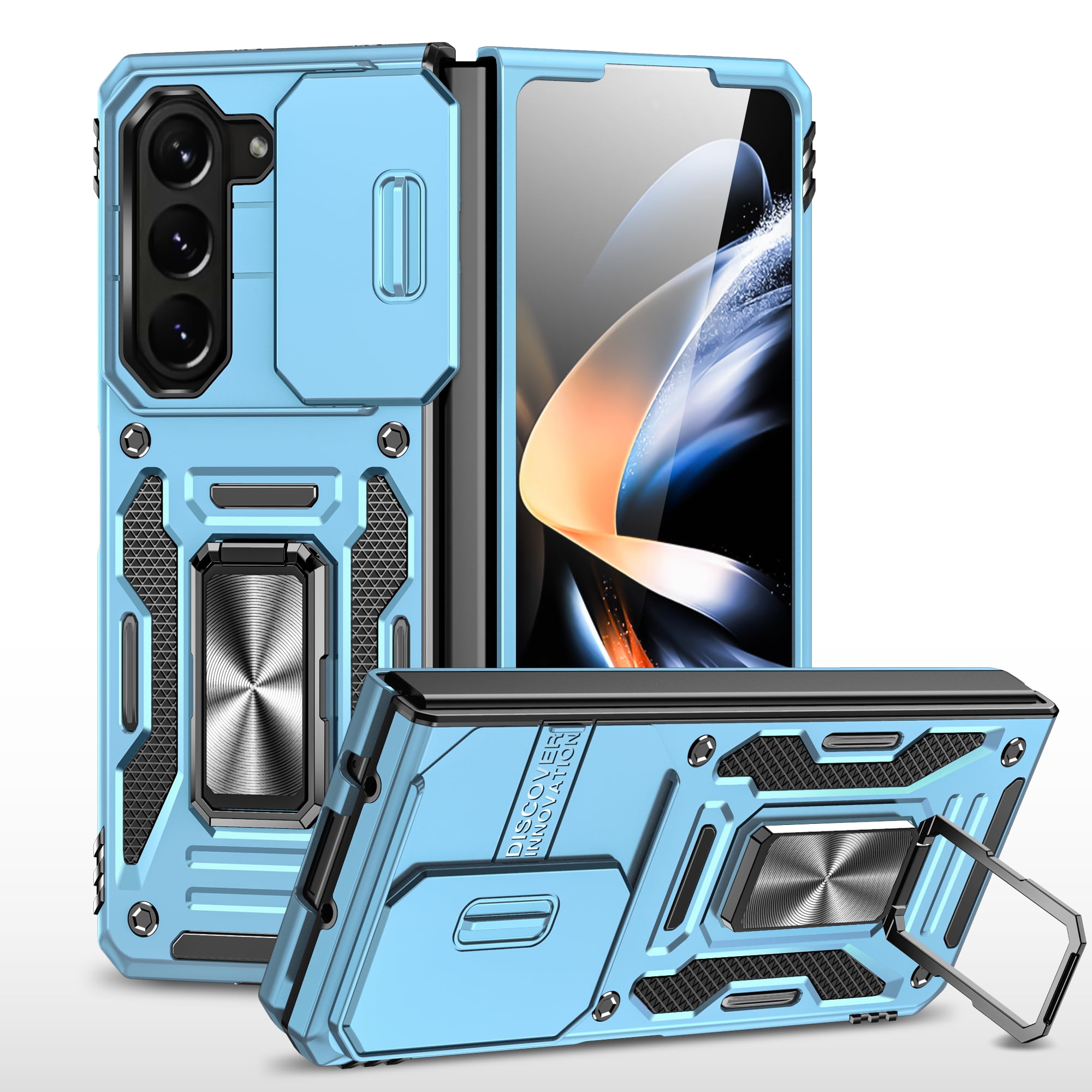 Dteck for Samsung Galaxy Z Fold 6 Case with Ring Holder Stand Lens ...