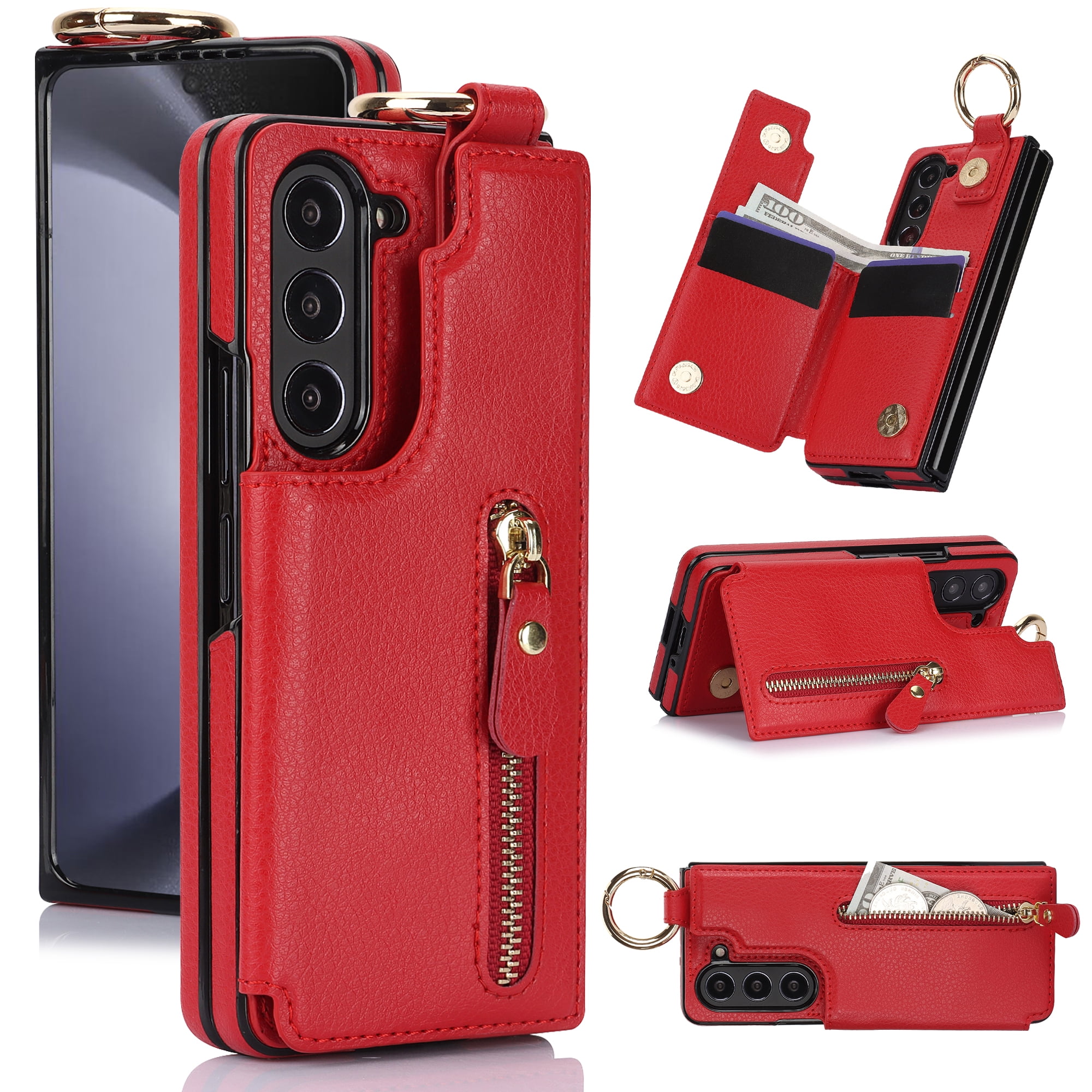 Dteck for Samsung Galaxy Z Fold 6 Wallet Case with Zipper and Credit ...