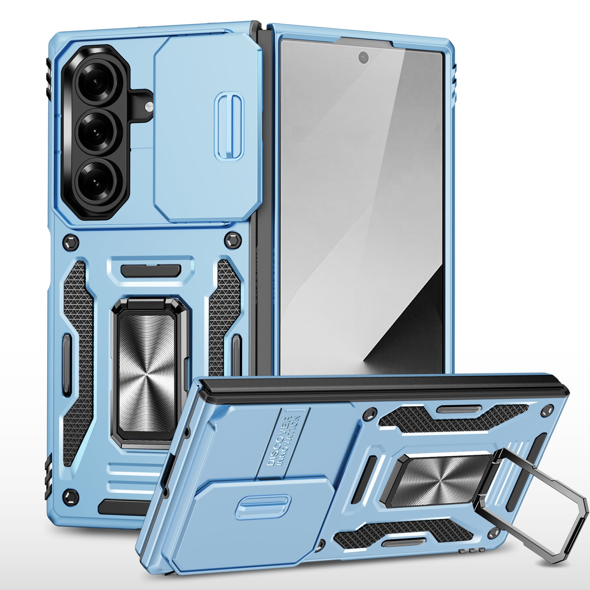 Dteck for Samsung Galaxy Z Fold 7 Case with Screen Protector & Camera Cover, Built-in 360 ...