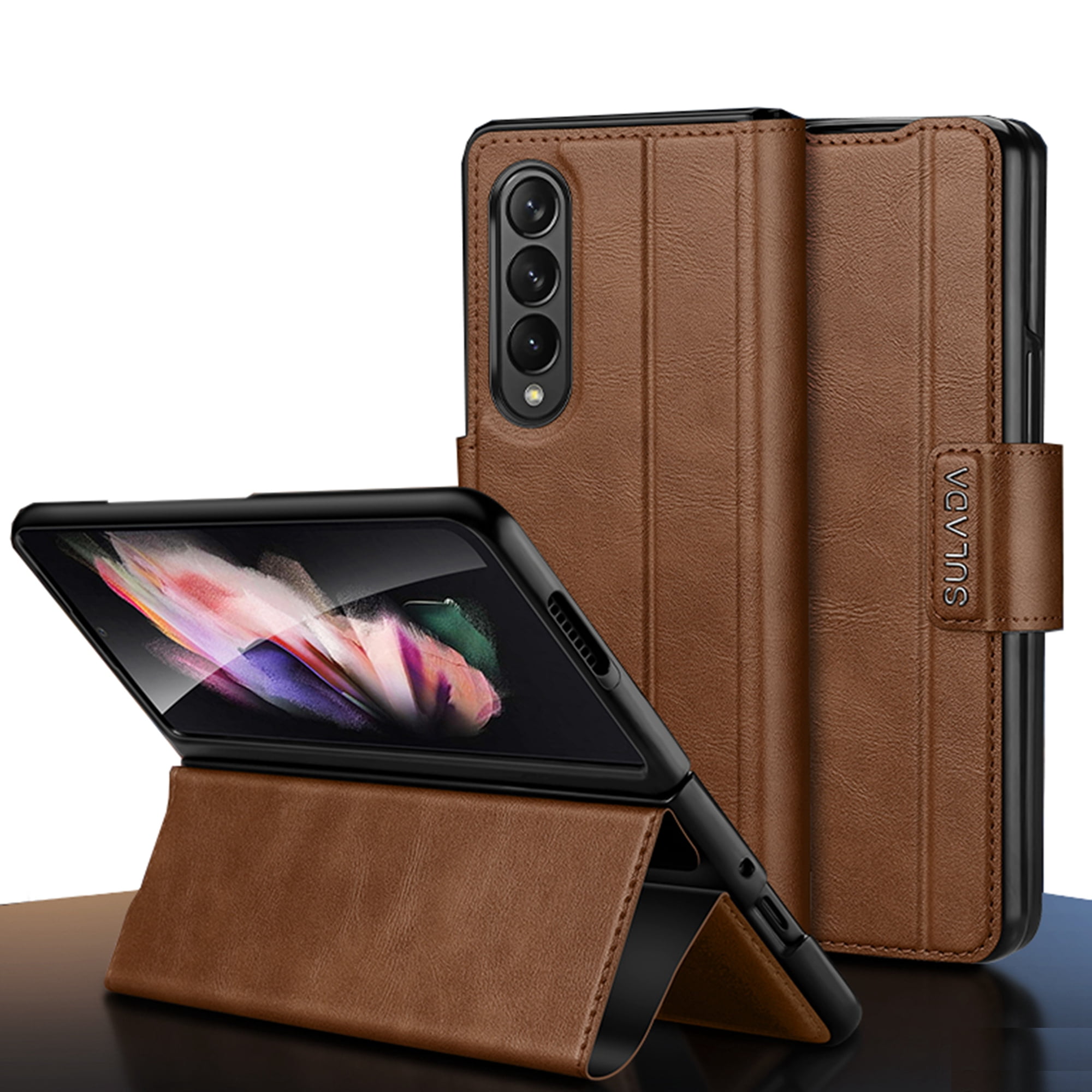 Dteck for Samsung Galaxy Z Fold3 Case, Premium PU Leather Flip Folio ...
