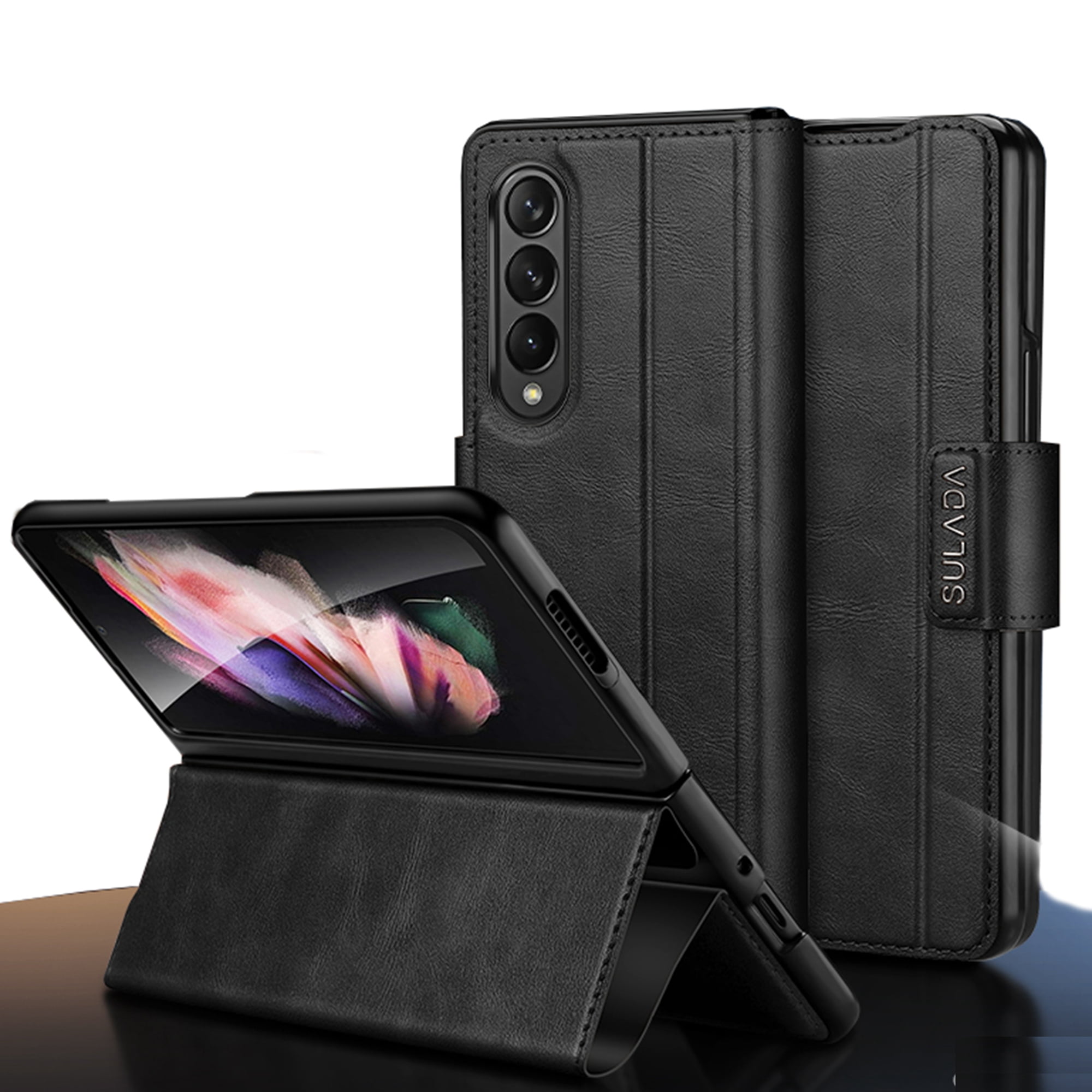 Dteck for Samsung Galaxy Z Fold4 Case, Premium PU Leather Flip Folio ...