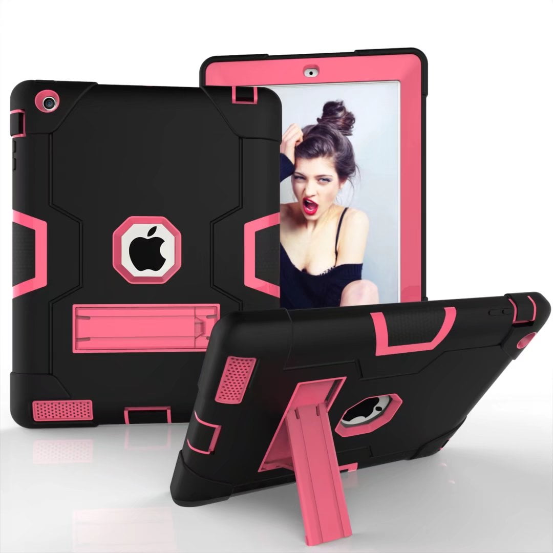 Dteck Shockproof Case For iPad 2 3 4, Heavy Duty Hybrid Kickstand Back ...