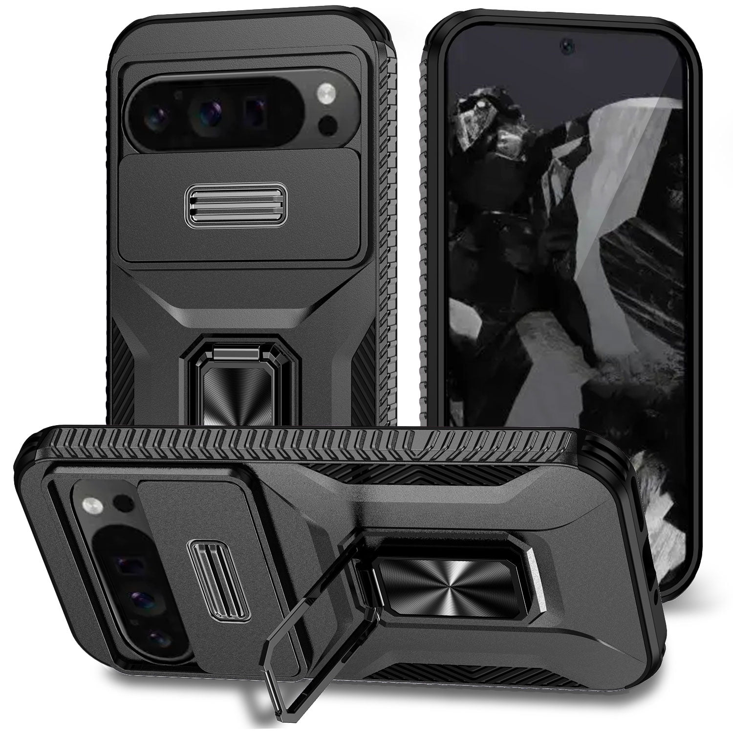 Dteck Shockproof Case for Google Pixel 9 Pro / 9, with Slide Lens Cover ...