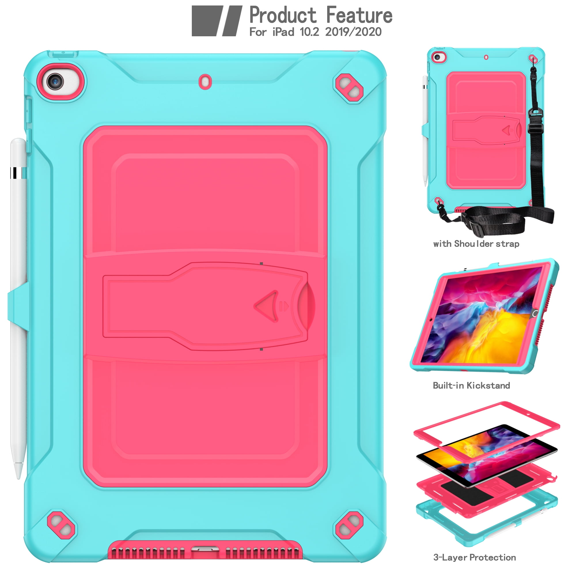 Dteck with Shoulder Strap Case for Apple iPad 8th Generation (2020 ...
