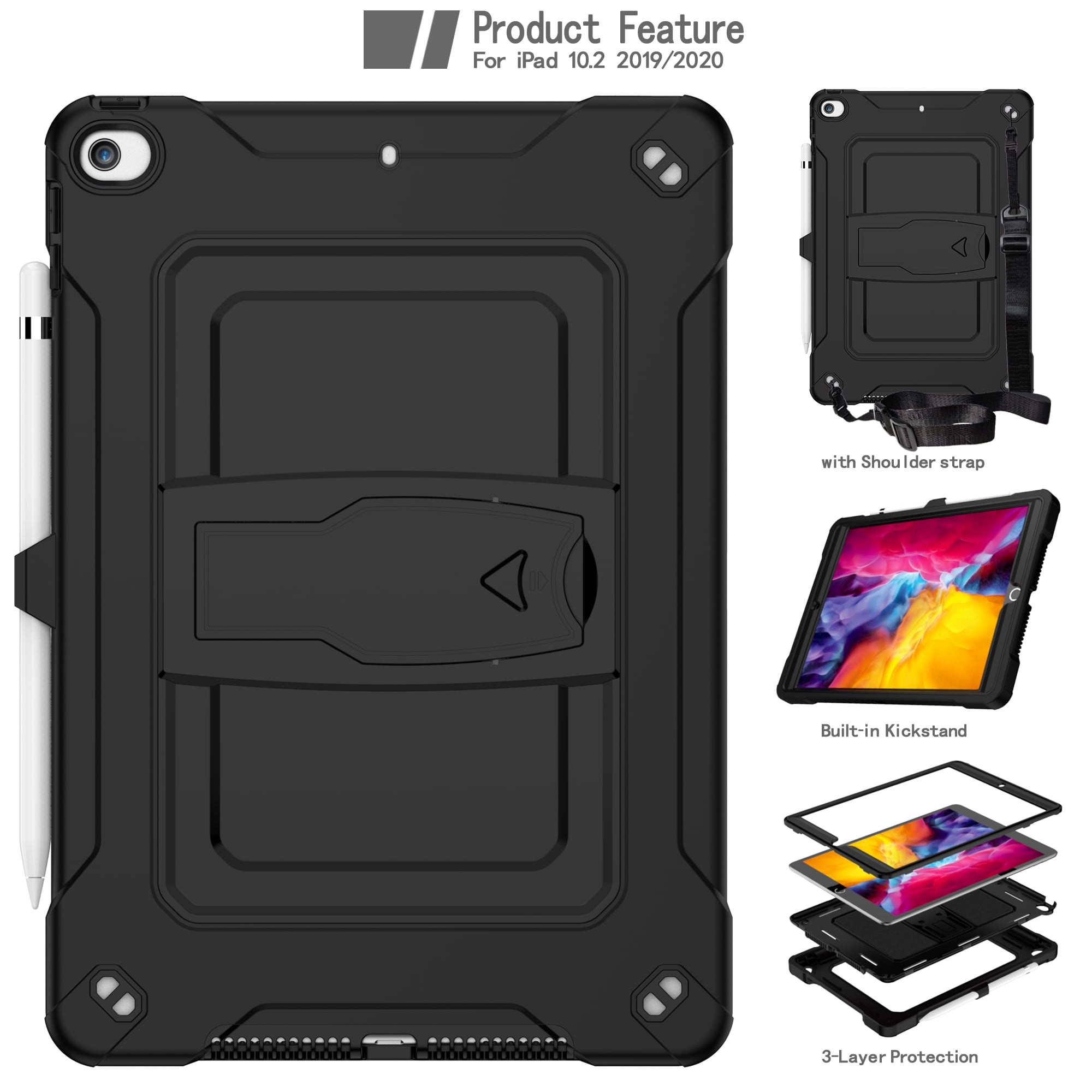Dteck with Shoulder Strap Case for Apple iPad 8th Generation (2020 ...