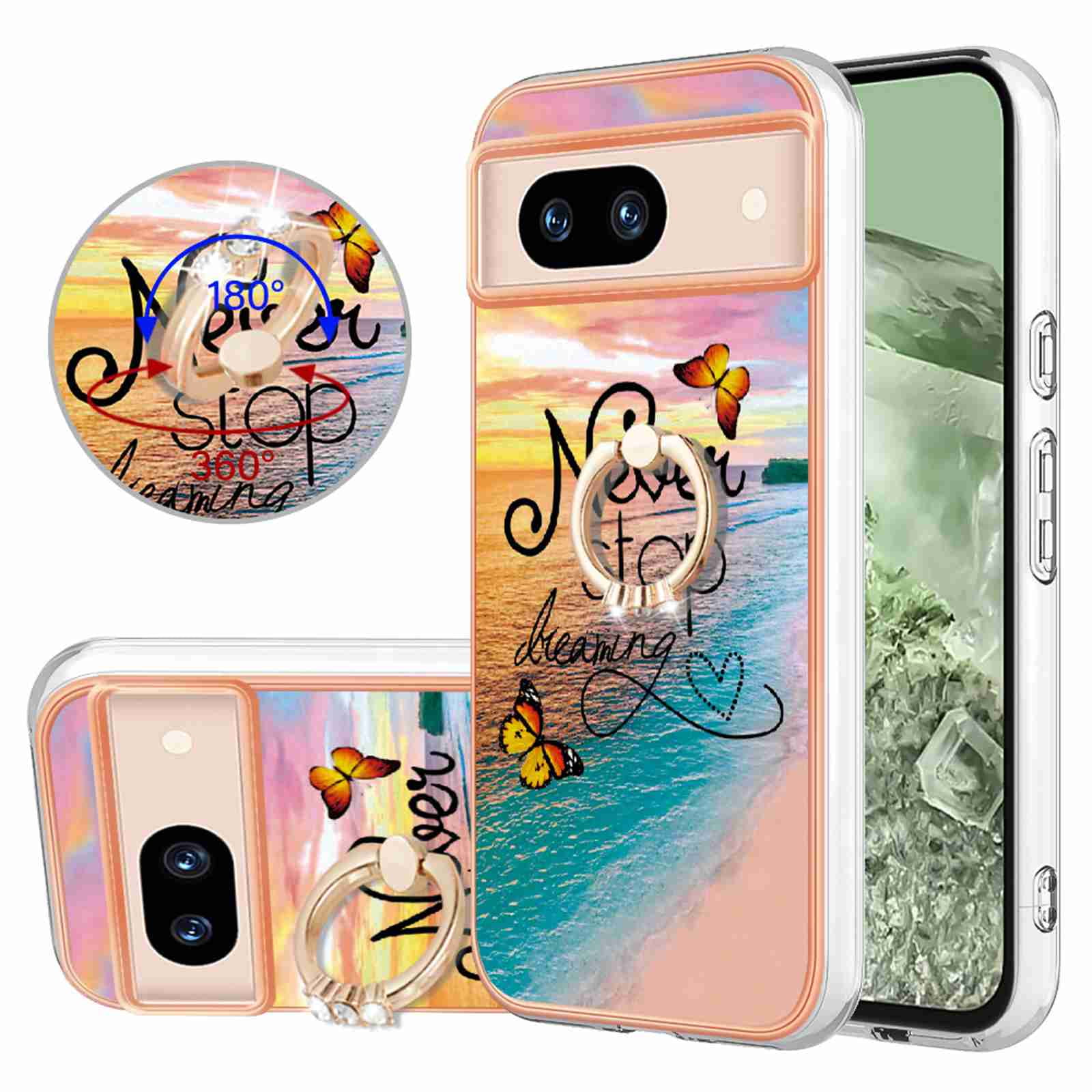 Dteck Slim Fit Phone Case for Google Pixel 8A, Shockproof IMD Marble ...