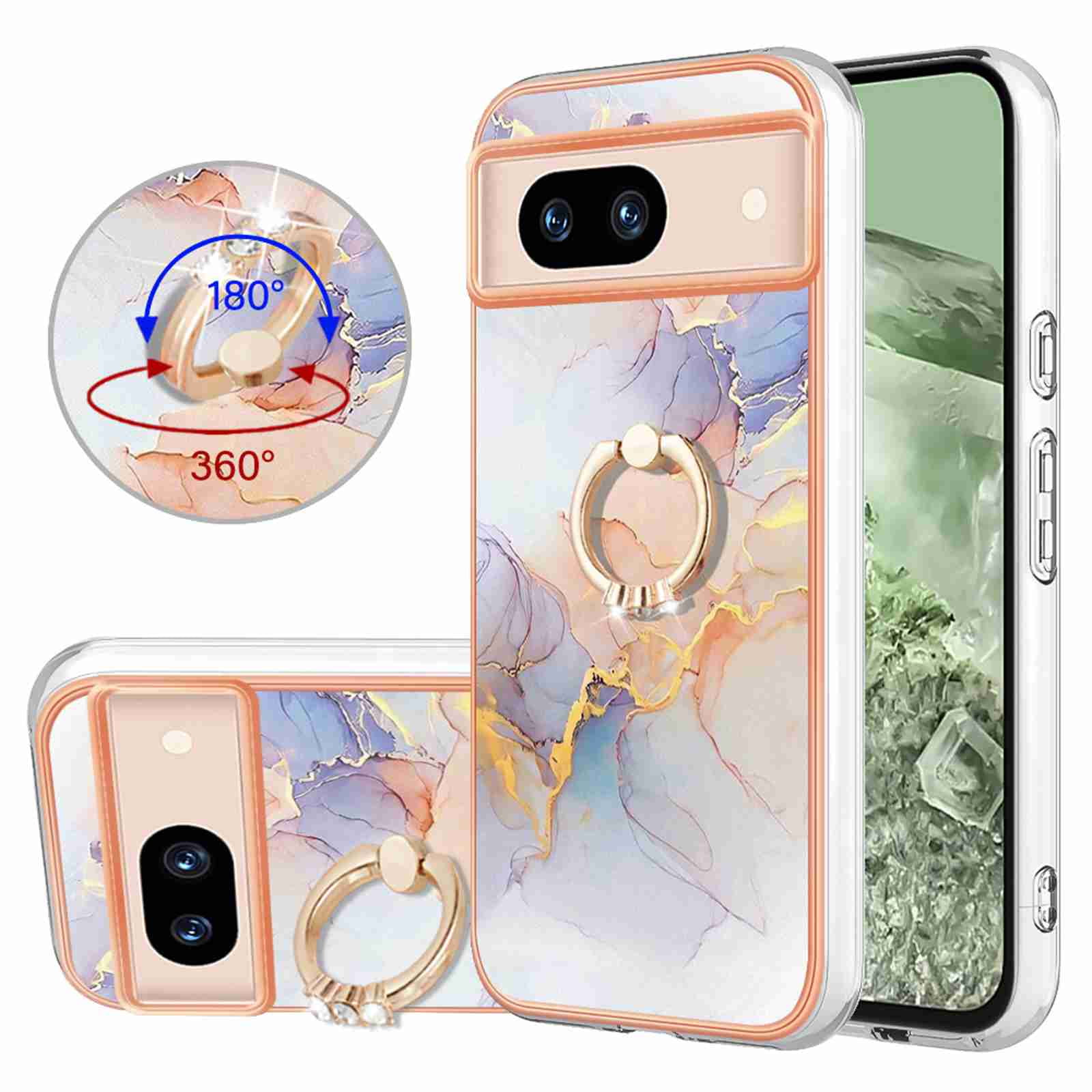 Dteck Slim Fit Phone Case for Google Pixel 8A, Shockproof IMD Marble ...