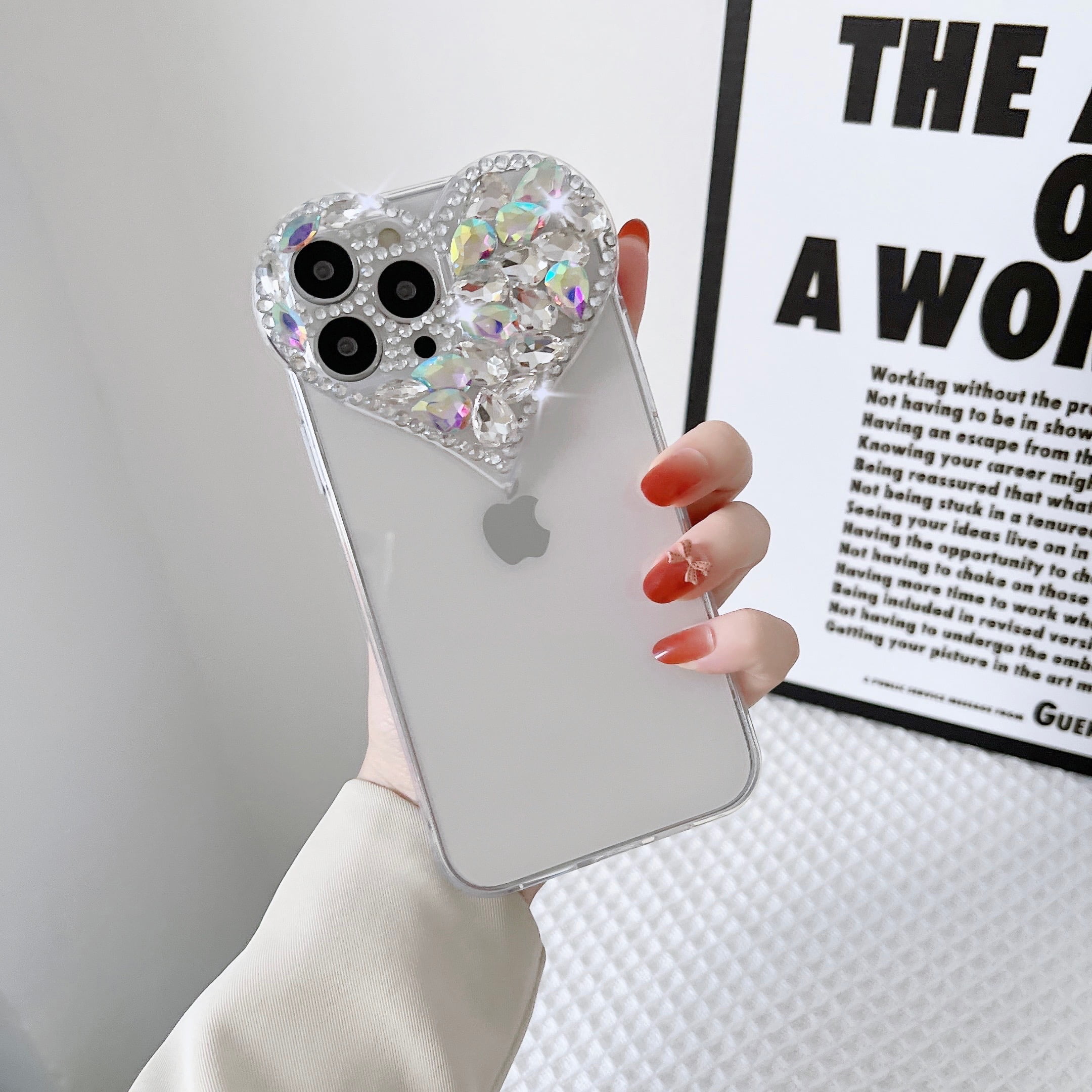 Dteck Stylish Case for iPhone 13 Love Heart Pattern Diamond Sparkle ...