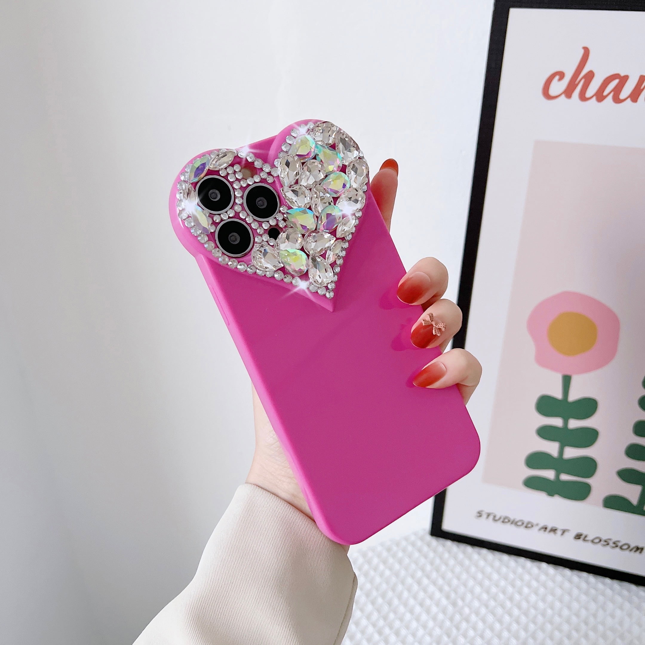 Dteck Stylish Case for iPhone 13 Pro Max Love Heart Pattern Diamond ...