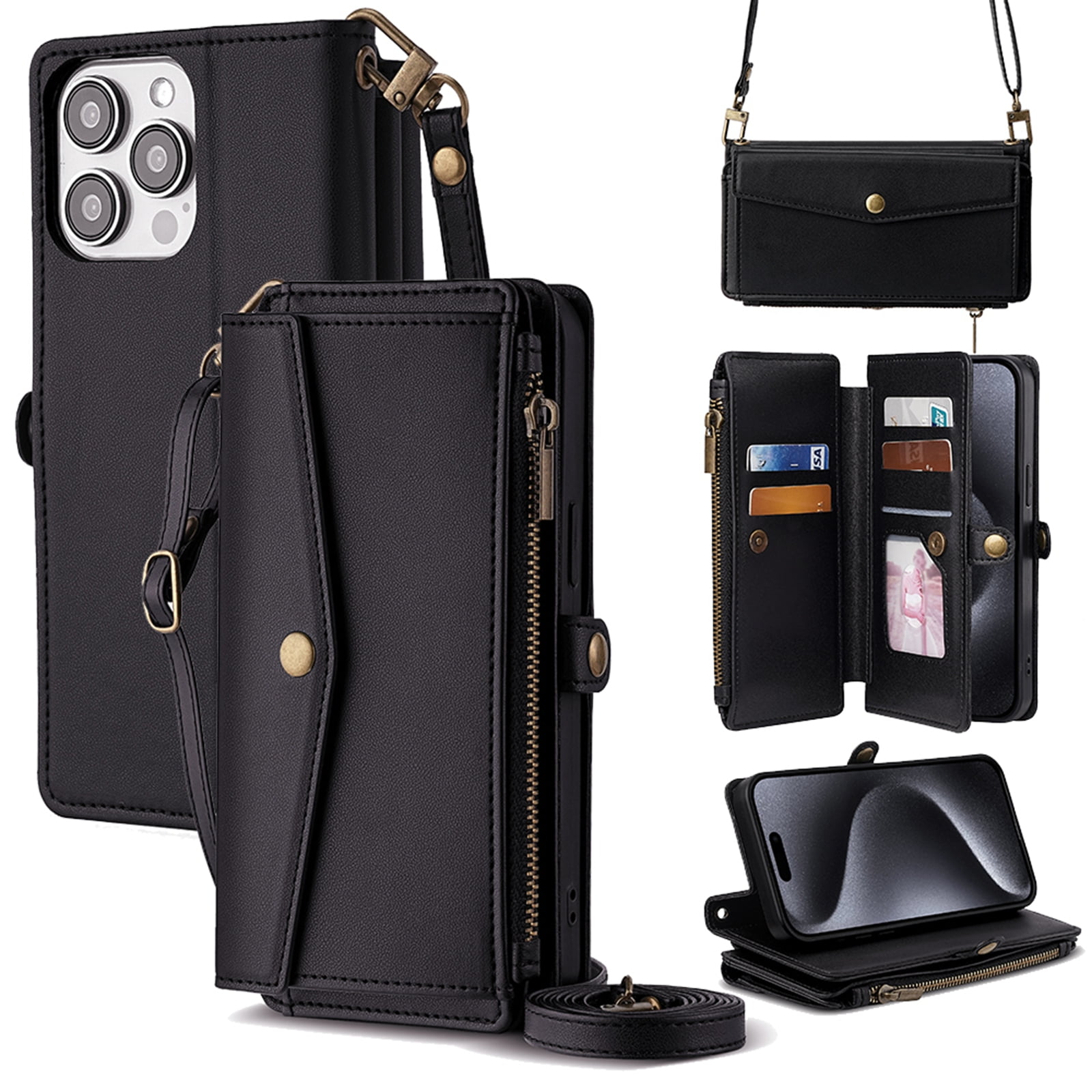 Dteck Wallet Bag Case for iPhone 12 Pro Max,Magnetic Leather Zipper ...