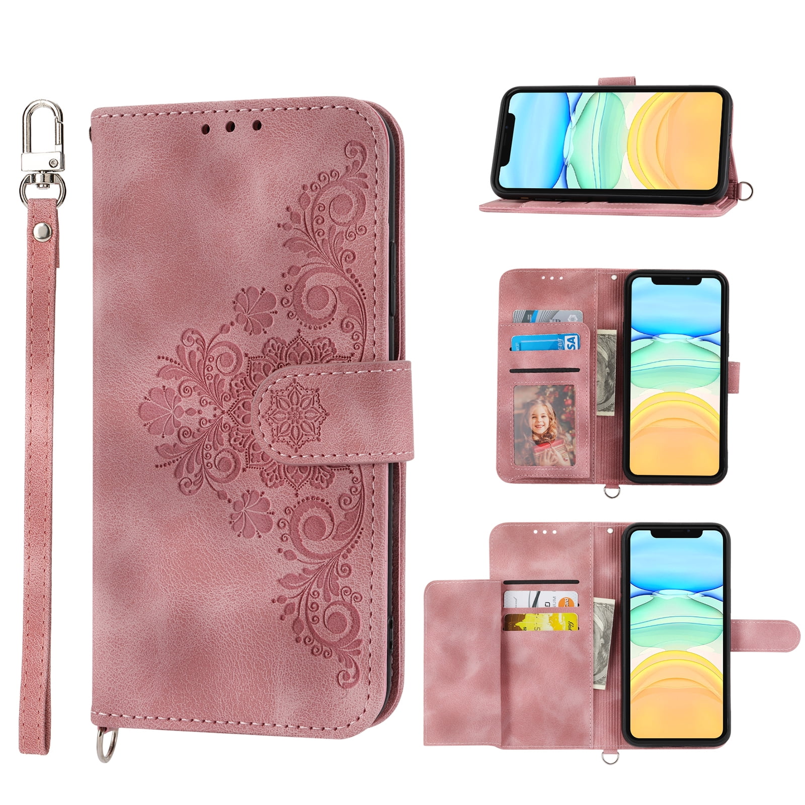 Dteck Wallet Case for Apple iPhone 12 Pro / 12 Embossed PU Leather ...