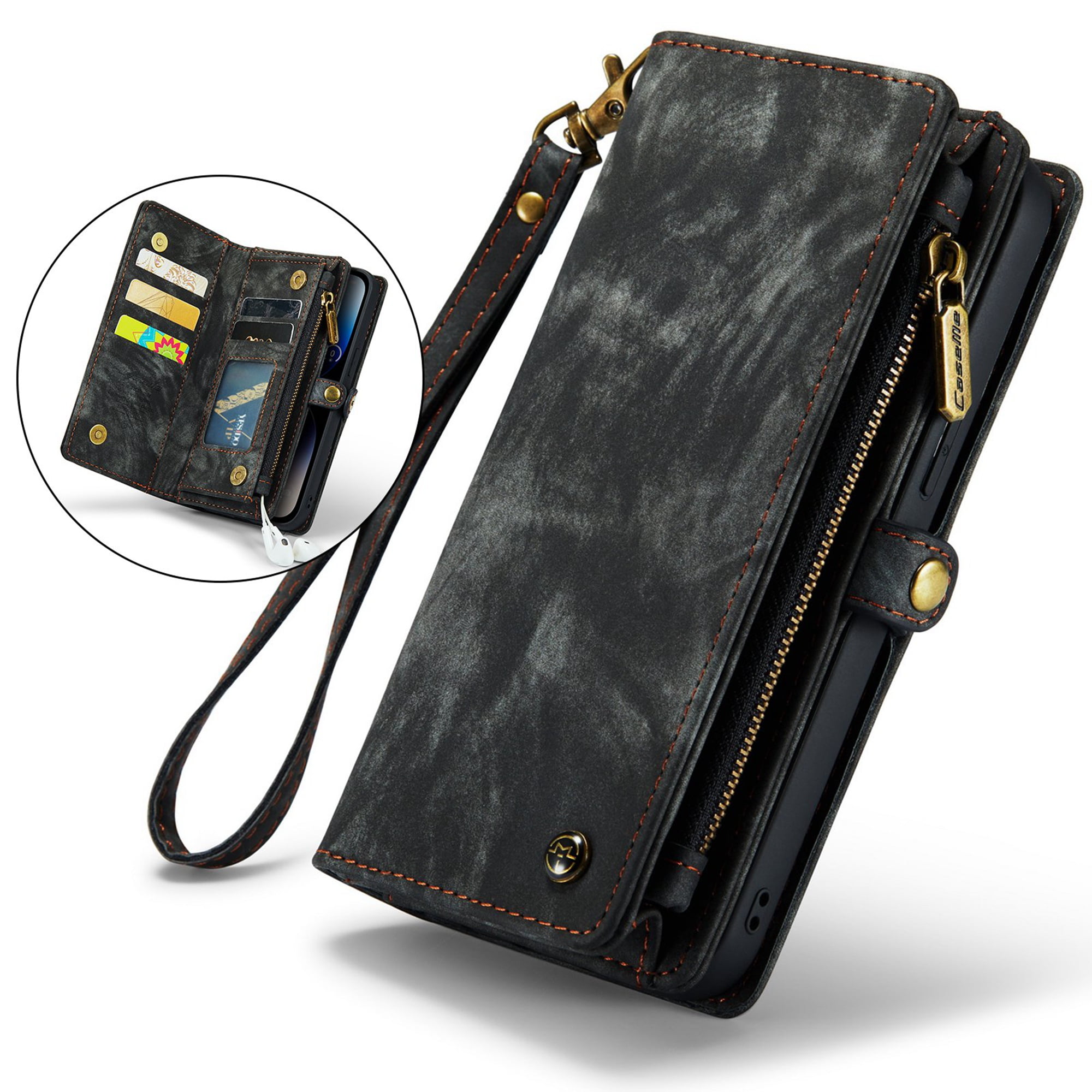 Dteck Wallet Case For Samsung Galaxy S20, Heavy Duty Zipper Purse 2 in 1 Premium Leather Folio ...