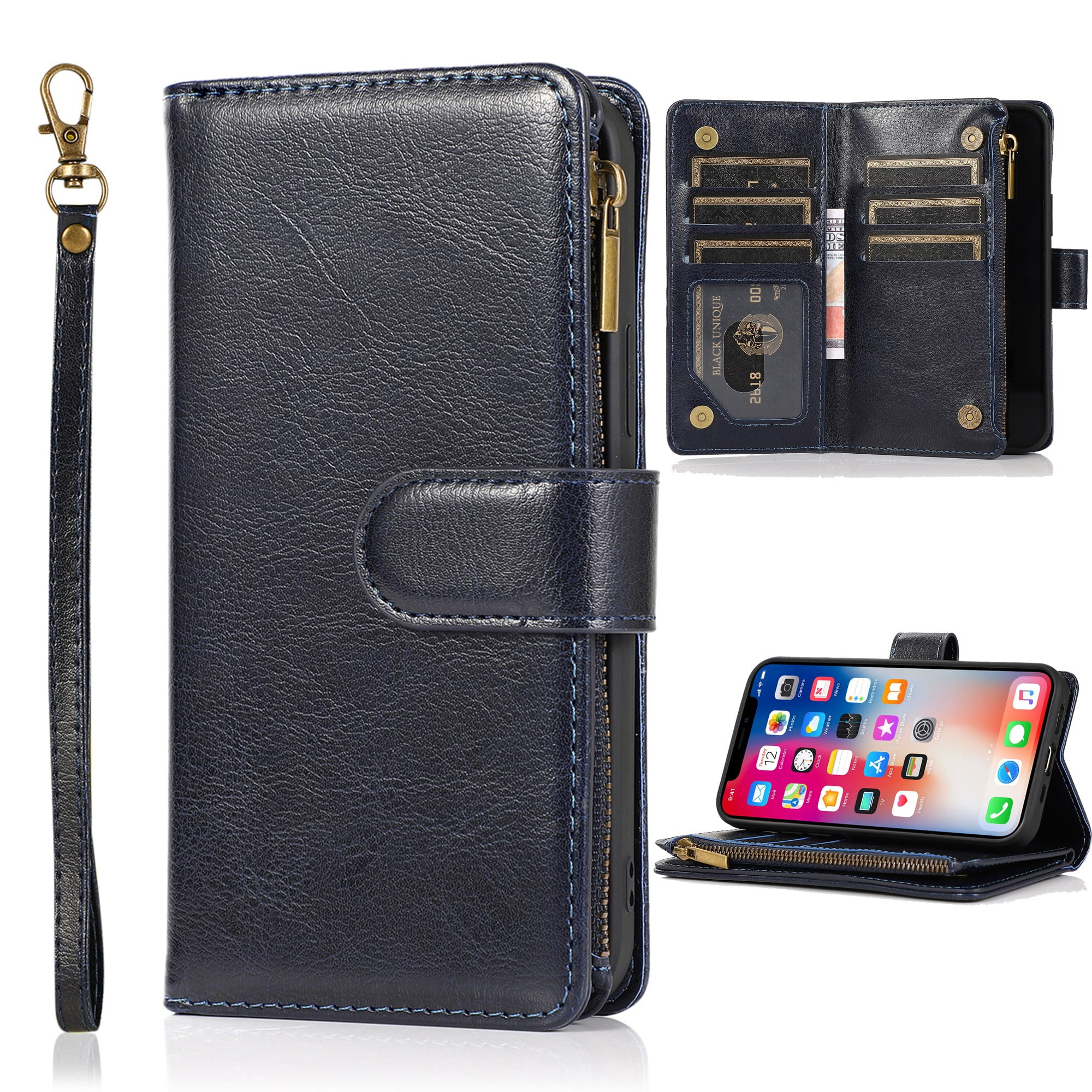 Dteck Wallet Case for Samsung Galaxy A10, Premium PU Leather Zipper ...