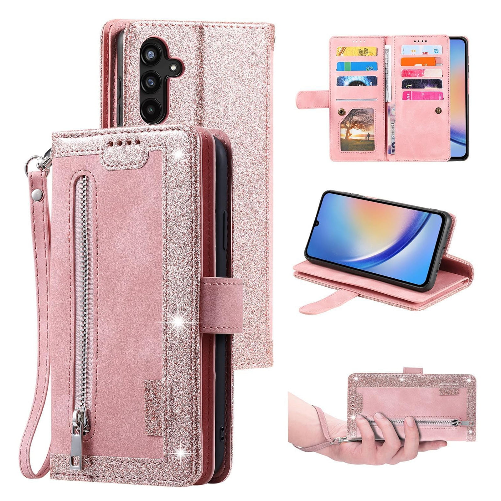 Dteck Wallet Case for Samsung Galaxy A16 5G, Shockproof Zipper Wallet ...