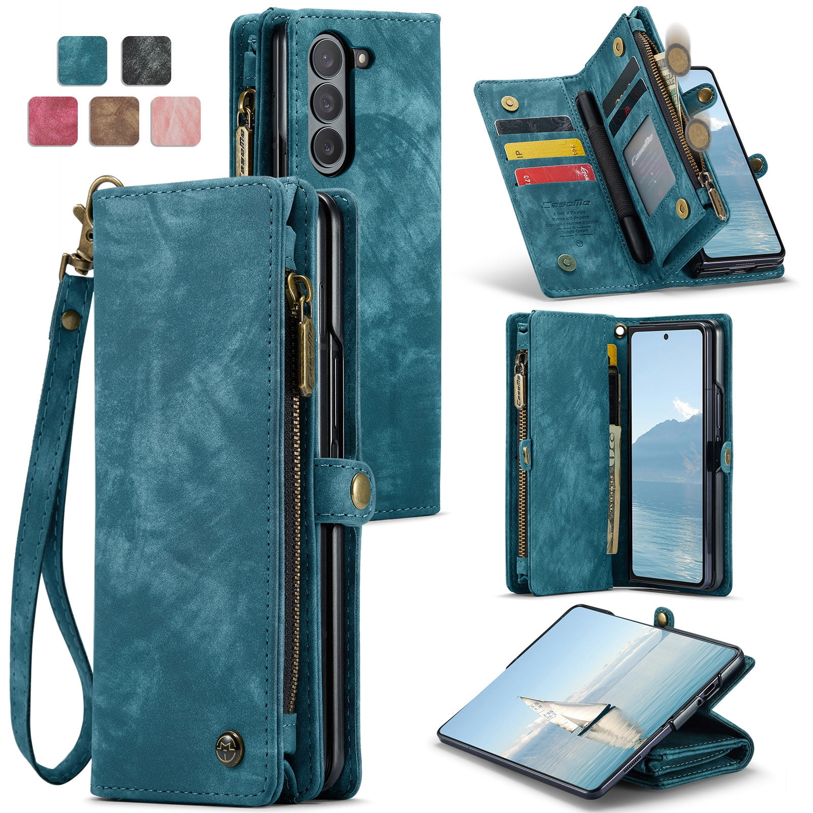 Dteck Wallet Case for Samsung Galaxy Z Fold 6, Zipper Purse Folio ...