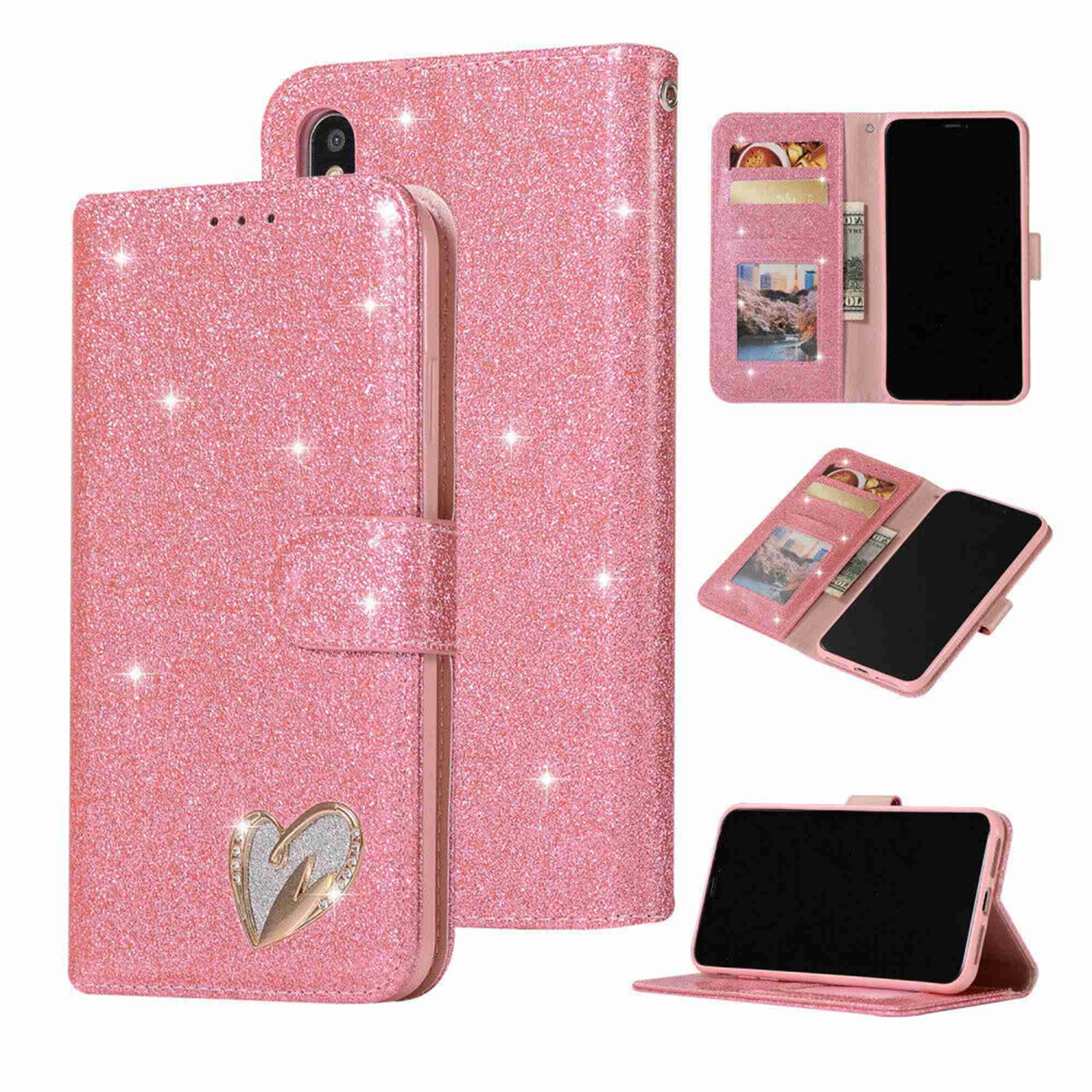 Dteck Wallet Case for iPhone XR Wallet Case, Bling Glitter PU Leather ...